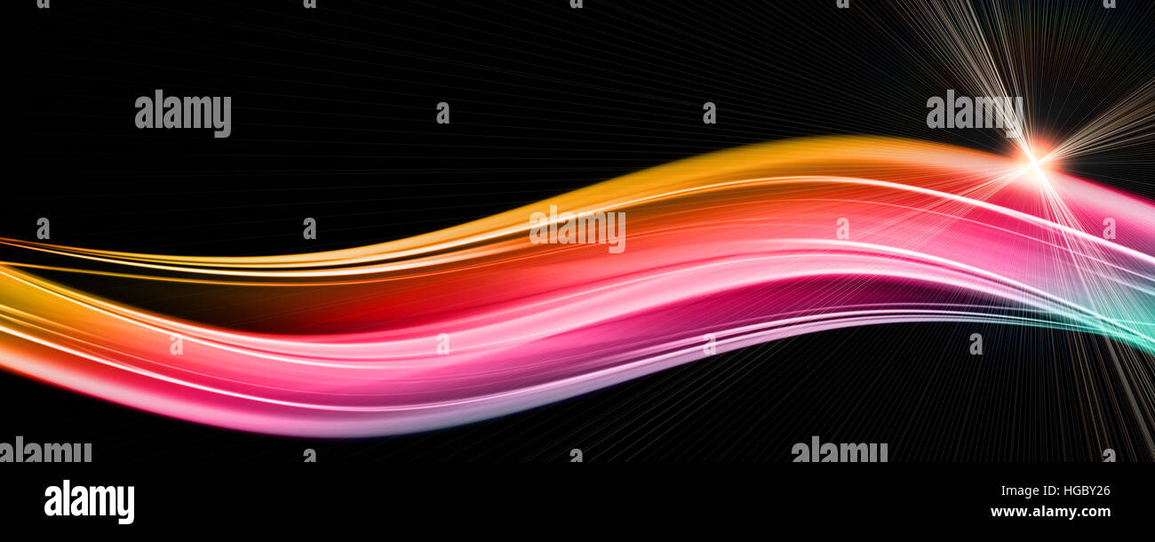Futuristic technology wave panorama background design with lights Stock ...