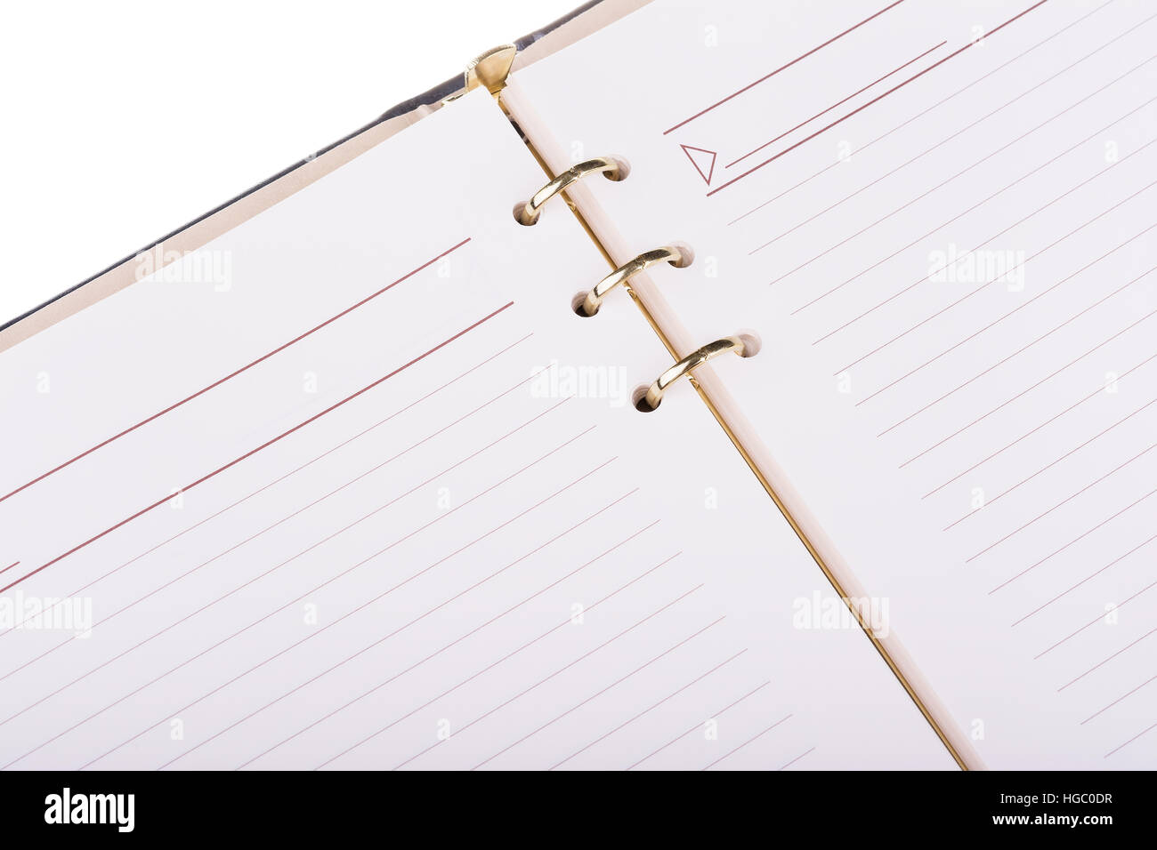 Opened leather notebook isolated on white background Stock Photo - Alamy