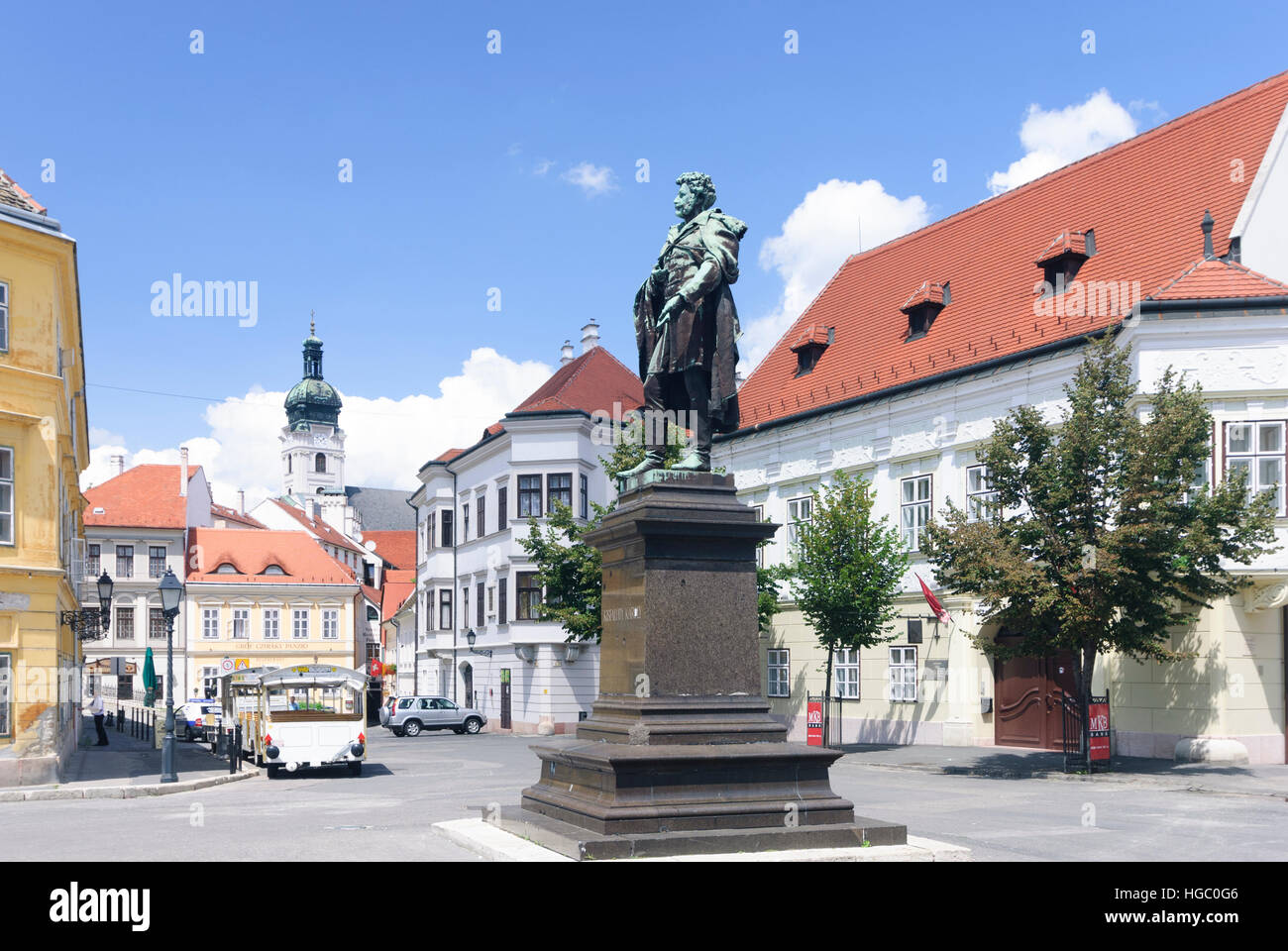Györ (Raab): Vienna Gate Square, monument for Karoly Kisfaludy, in the ...