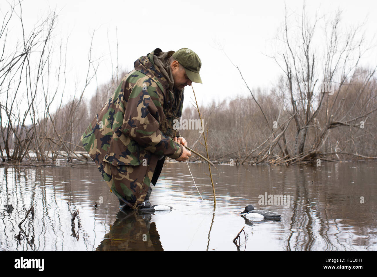 hunter puts stuffed ducks on water hunter puts stuffed ducks on water ...