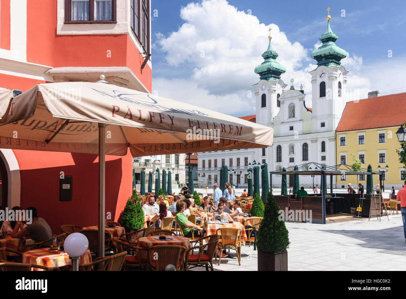Györ (Raab): Szechenyi Square with Ignatius church, , Györ-Moson-Sopron ...