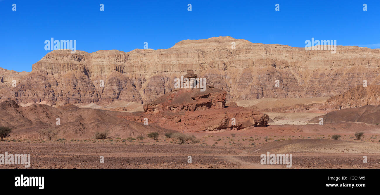 Timna park - Mount Screw with desert mountains and blue sky in the ...