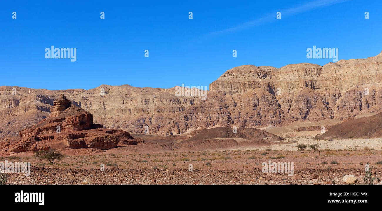 Timna park - Mount Screw with desert mountains and blue sky in the ...