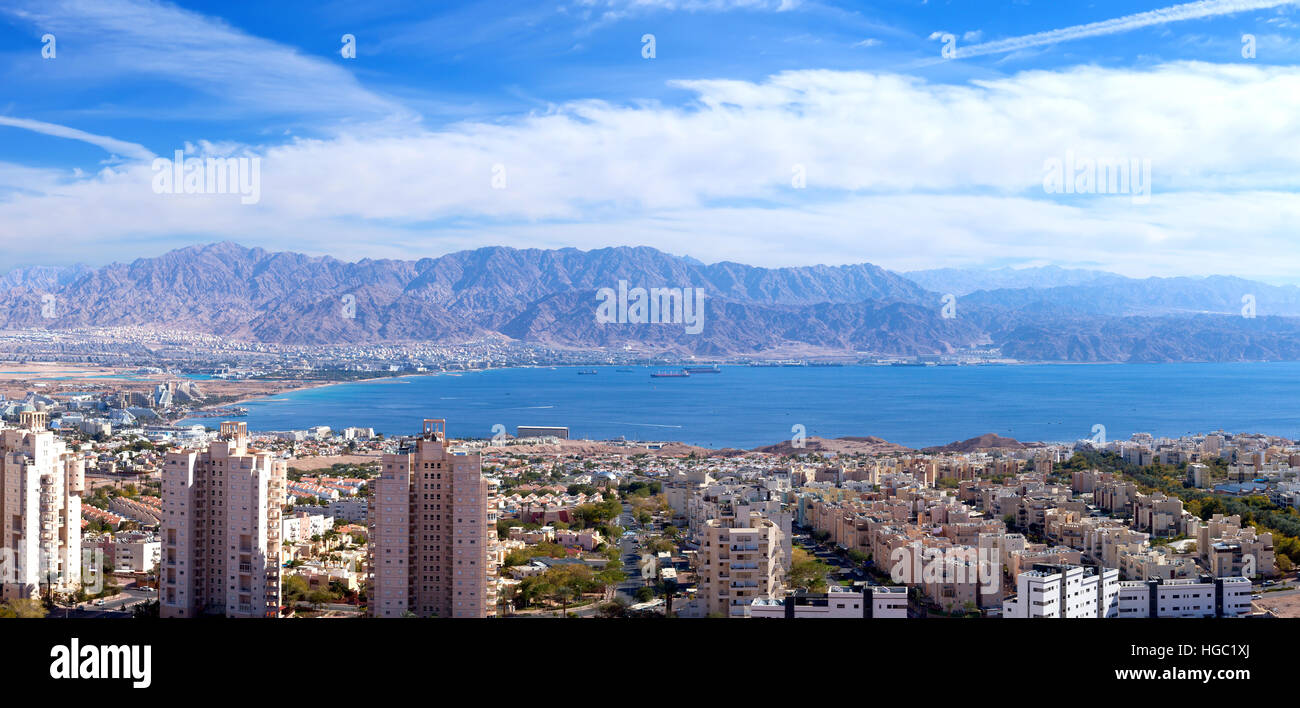 Eilat, Israel - Aerial image, revealing Eilat's skyline and the red sea ...