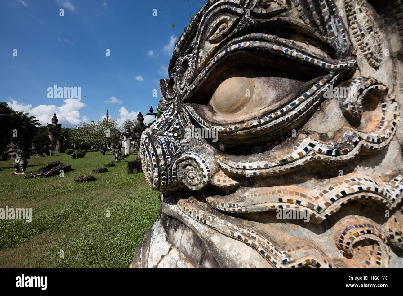 November 23 2016 Vientiane, Laos Religious statues at Wat Xieng Khuan ...