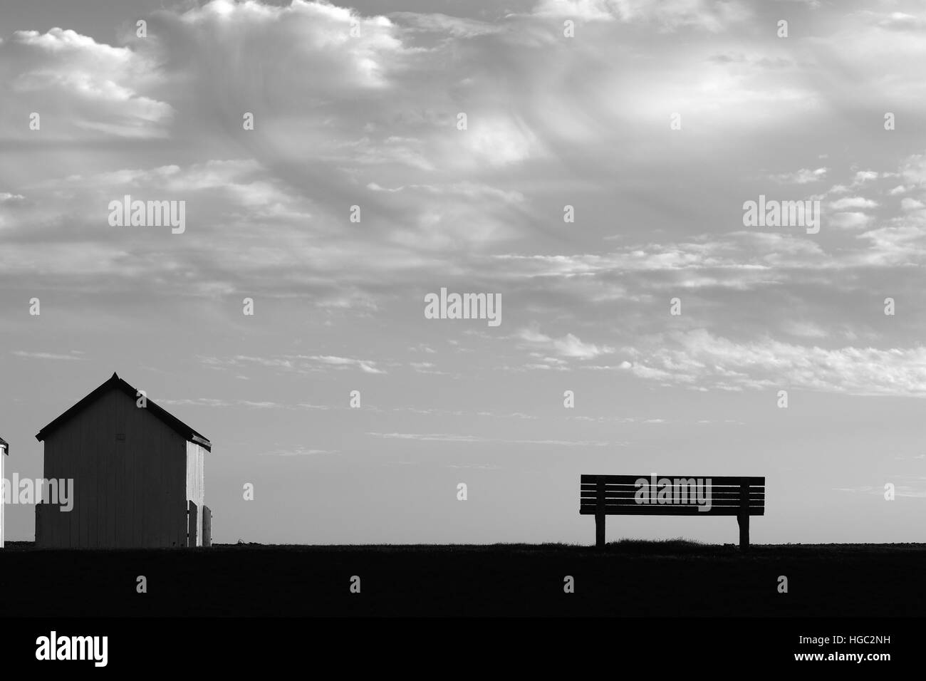 Promenade with beach huts Black and White Stock Photos & Images - Alamy