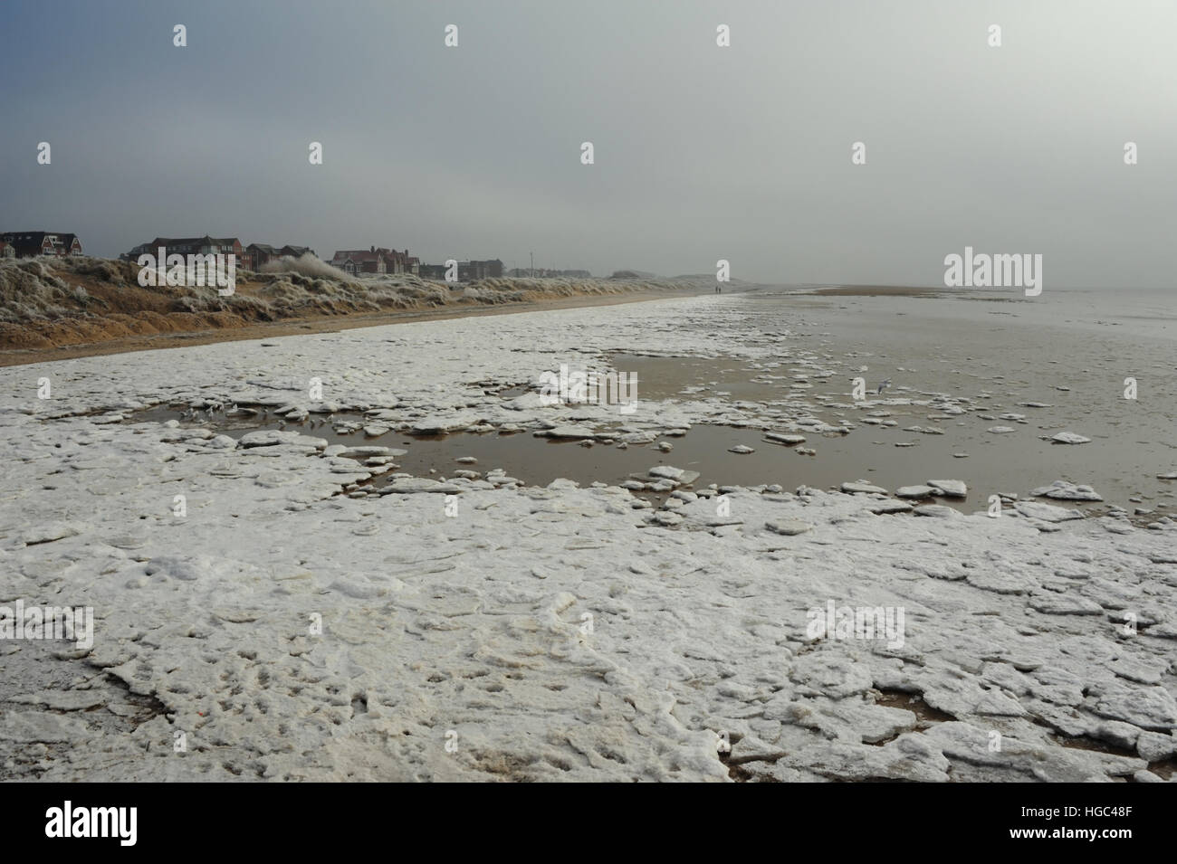 White frost land fast sea ice expanse lying sand surface hi-res stock ...