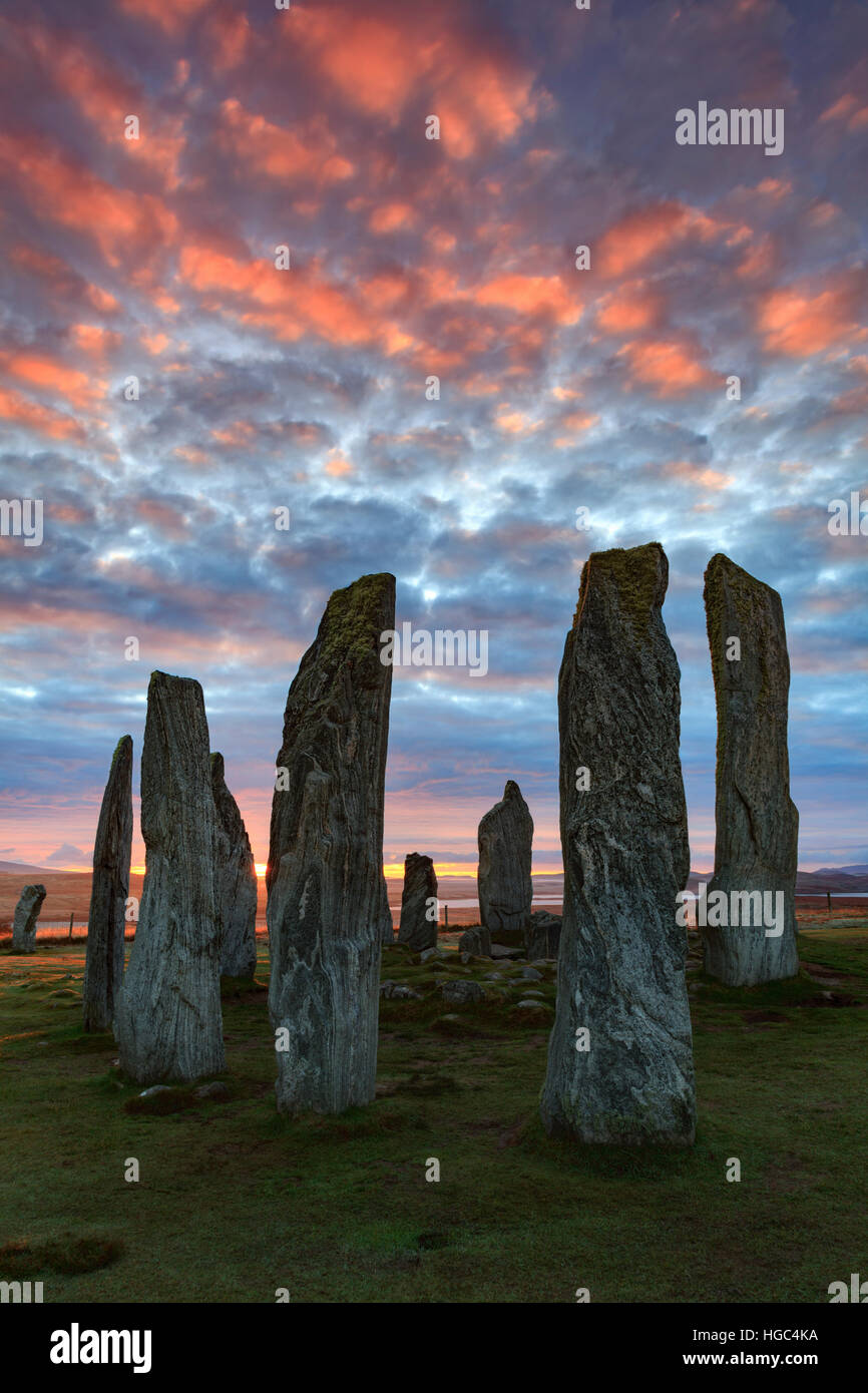 Sunset at Callanish (Calanais) Stone Circles on the Isle of Lewis in ...