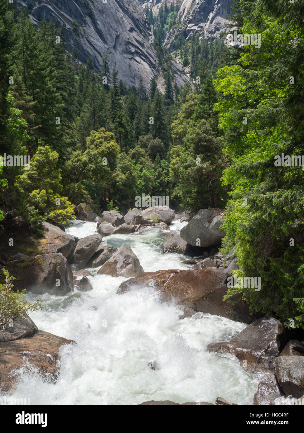 Merced River rolling down aside High Sierra Loop Trail Stock Photo - Alamy