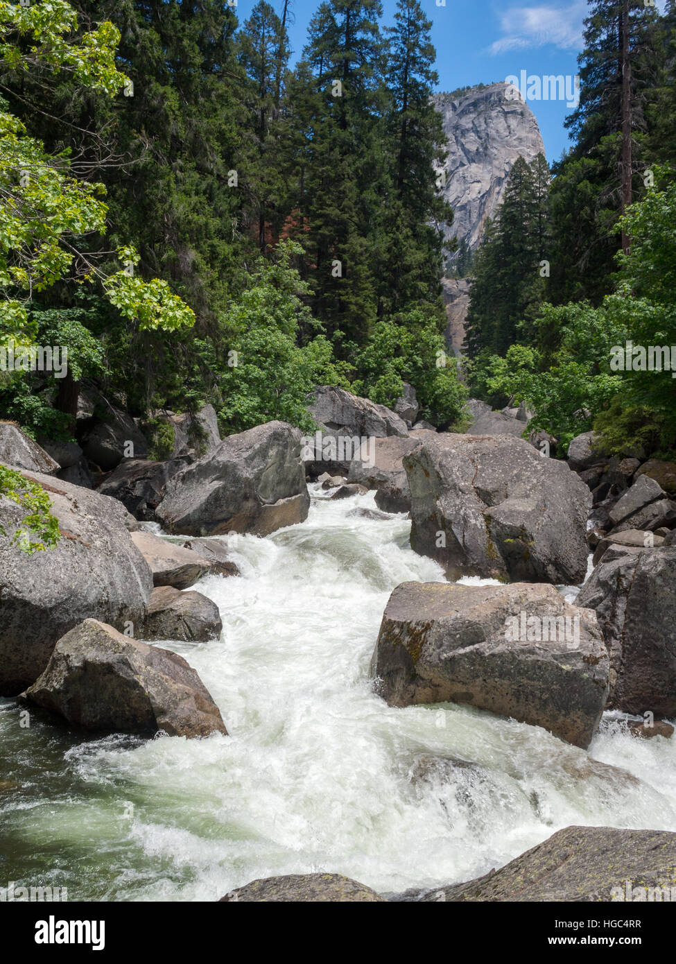 Merced River rolling down aside High Sierra Loop Trail Stock Photo - Alamy