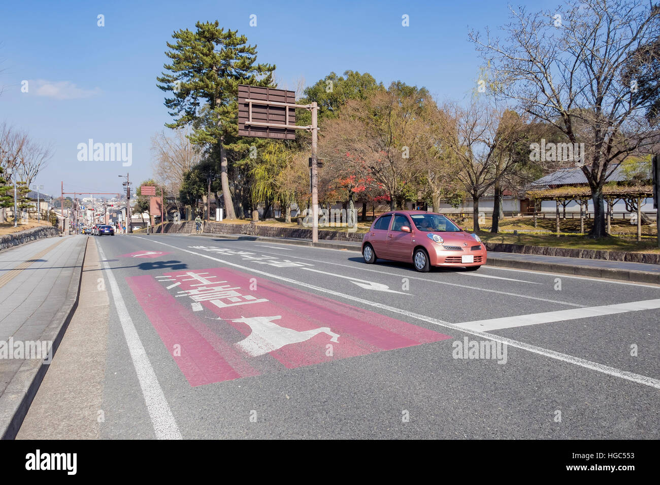 Nara, DEC 17: The watch out for deer sign in the historical Nara Park ...