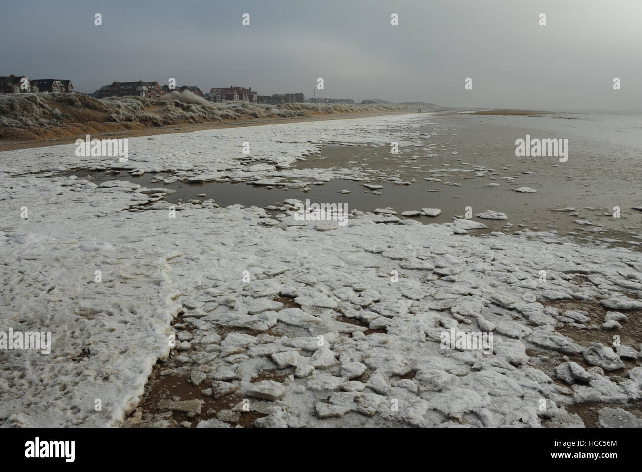 Land fast sea ice blocks lying sand surface foreground view hi-res ...