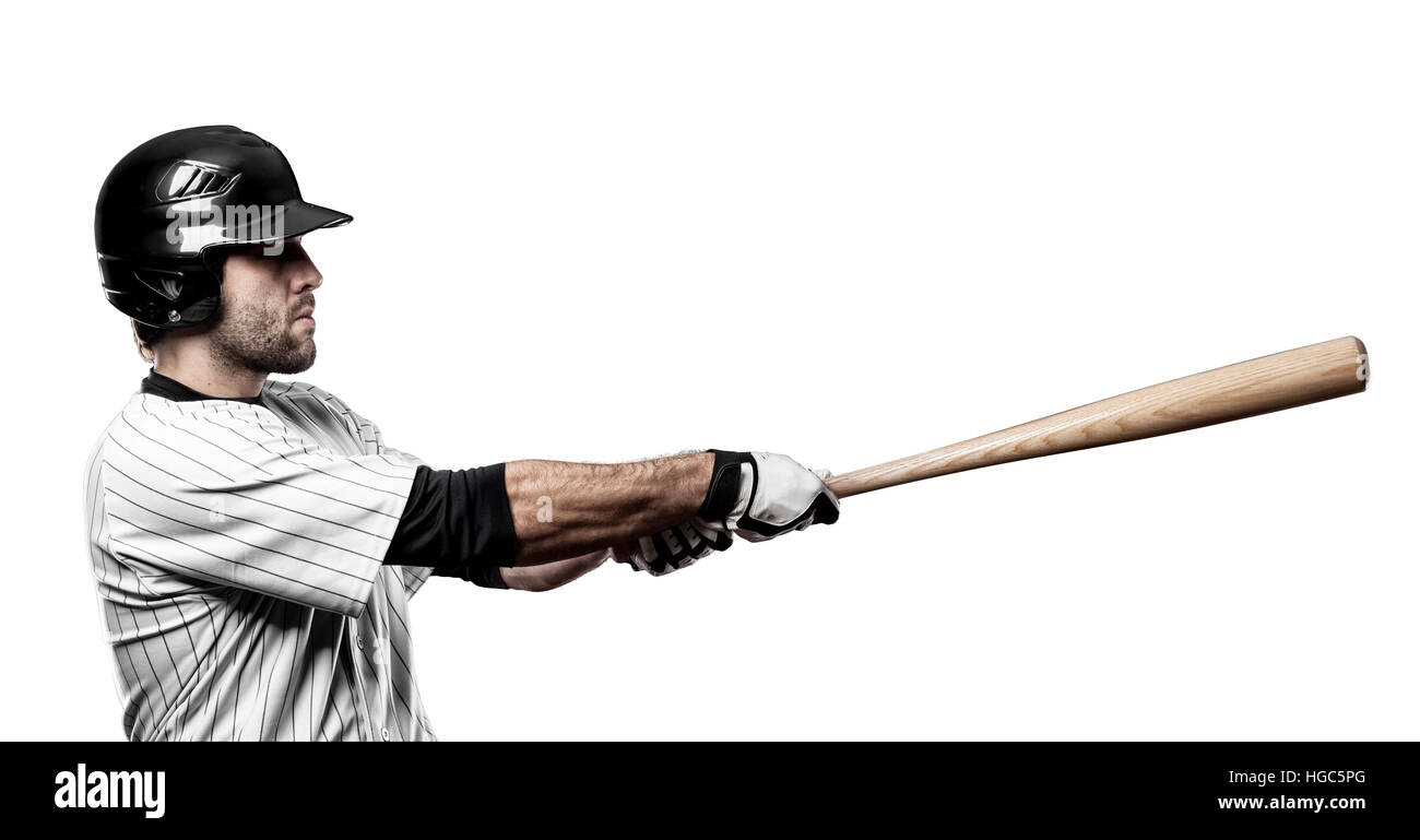 Baseball Player with a white uniform on a white background Stock Photo ...