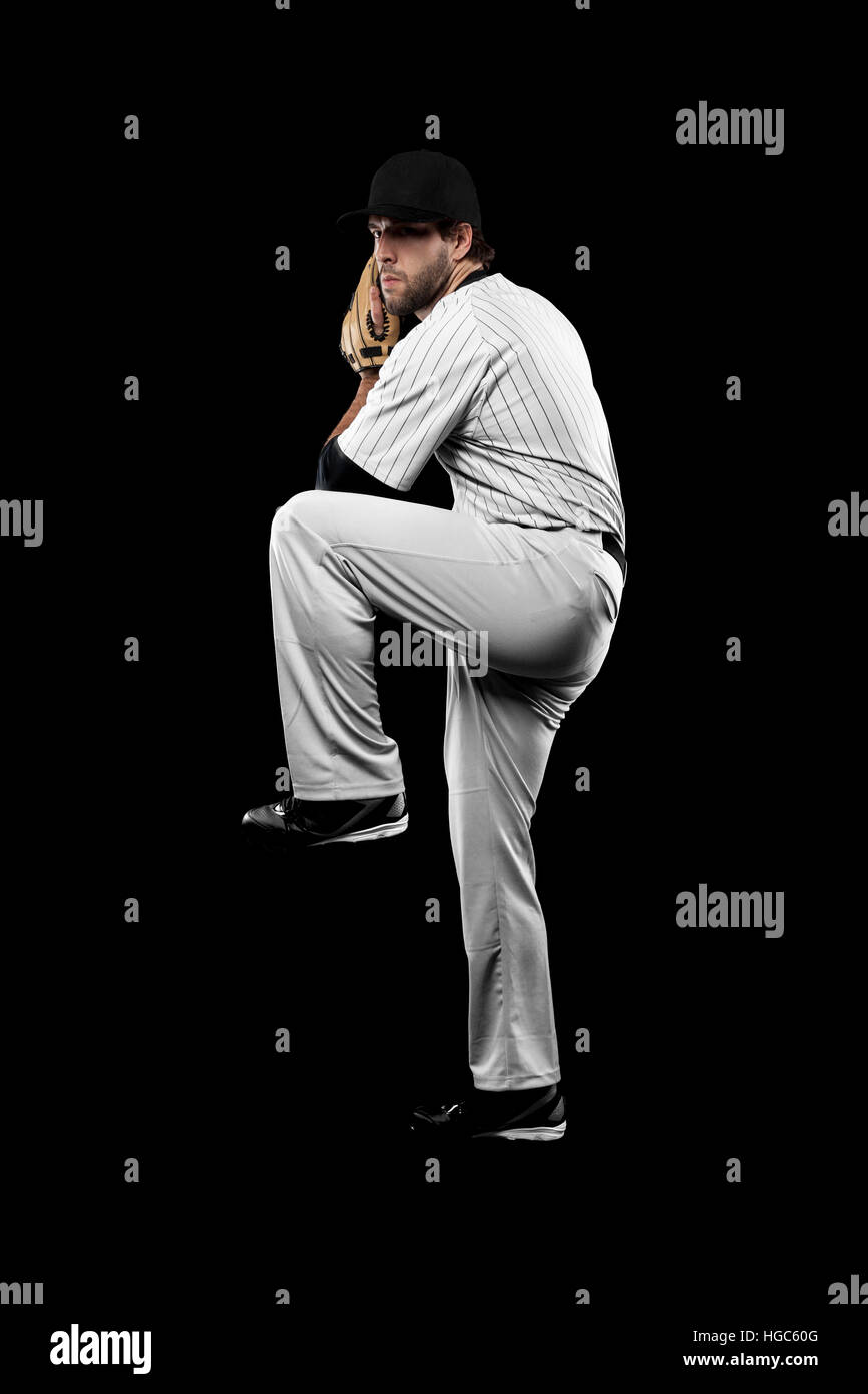 Pitcher baseball player white uniform hi-res stock photography and ...