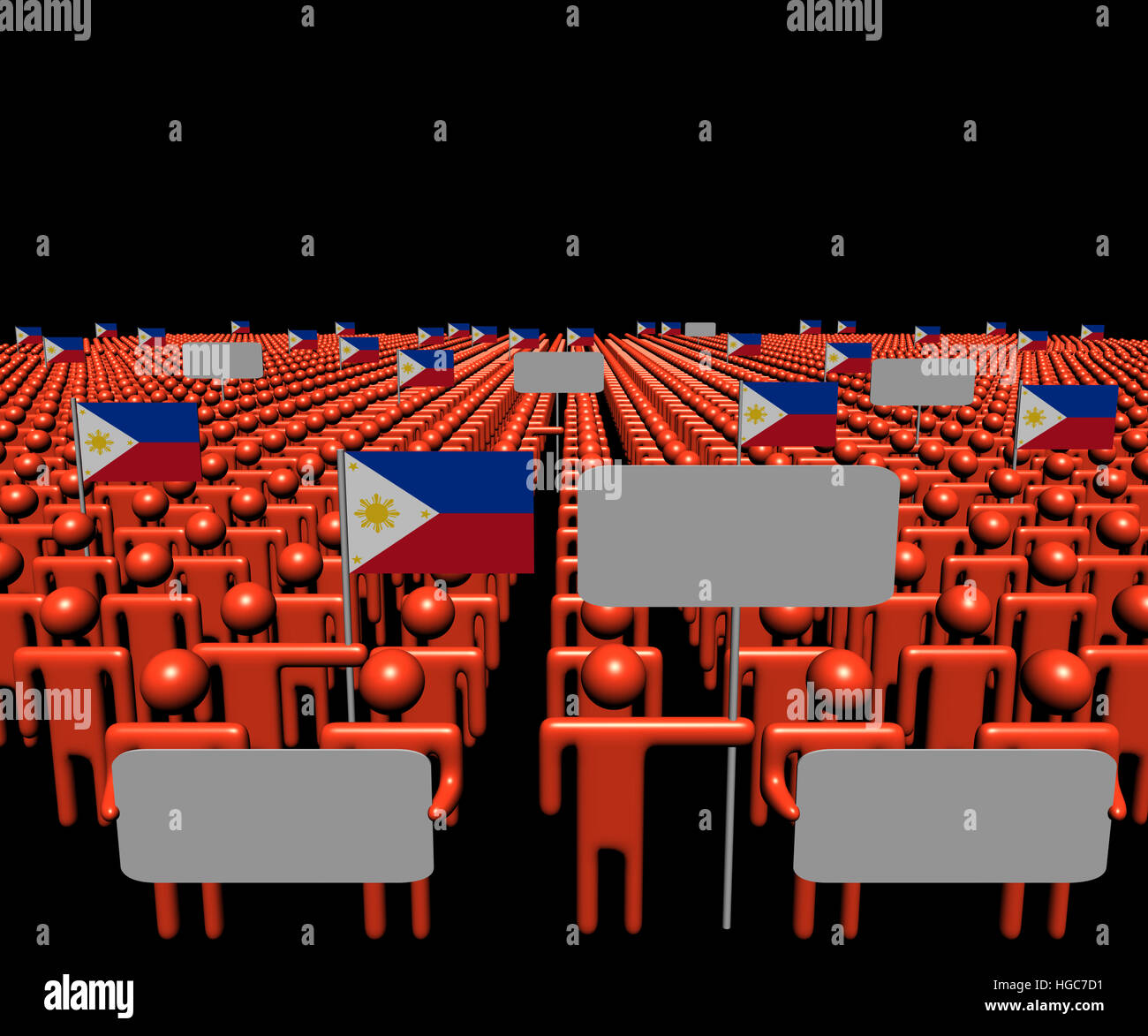 Crowd people signs and Philippines flags illustration Stock Photo - Alamy