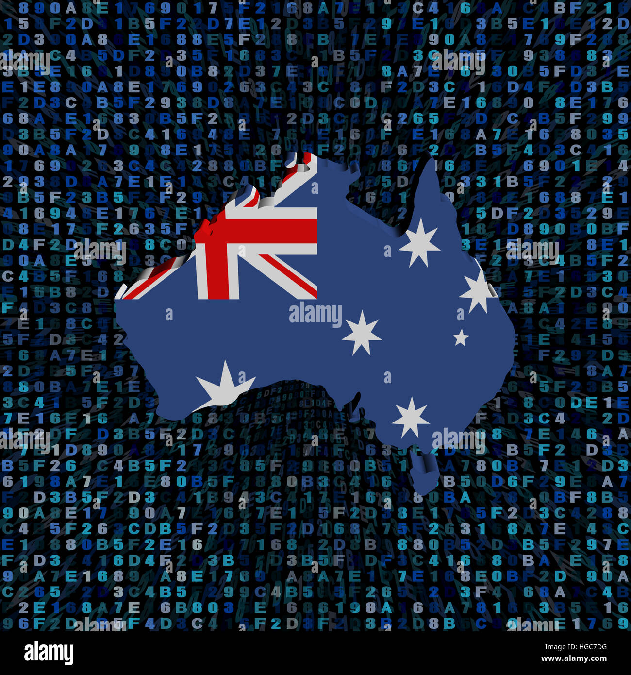 Australia map flag on hex code illustration Stock Photo - Alamy