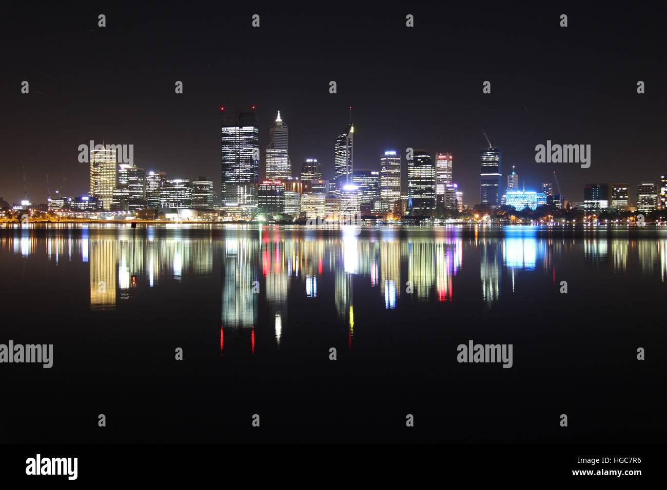 Perth city skyline at night Stock Photo - Alamy