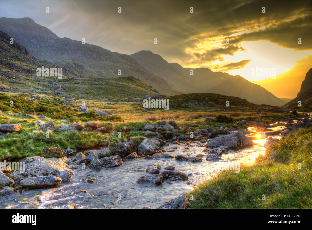 The Sunset over the Valley Stock Photo - Alamy