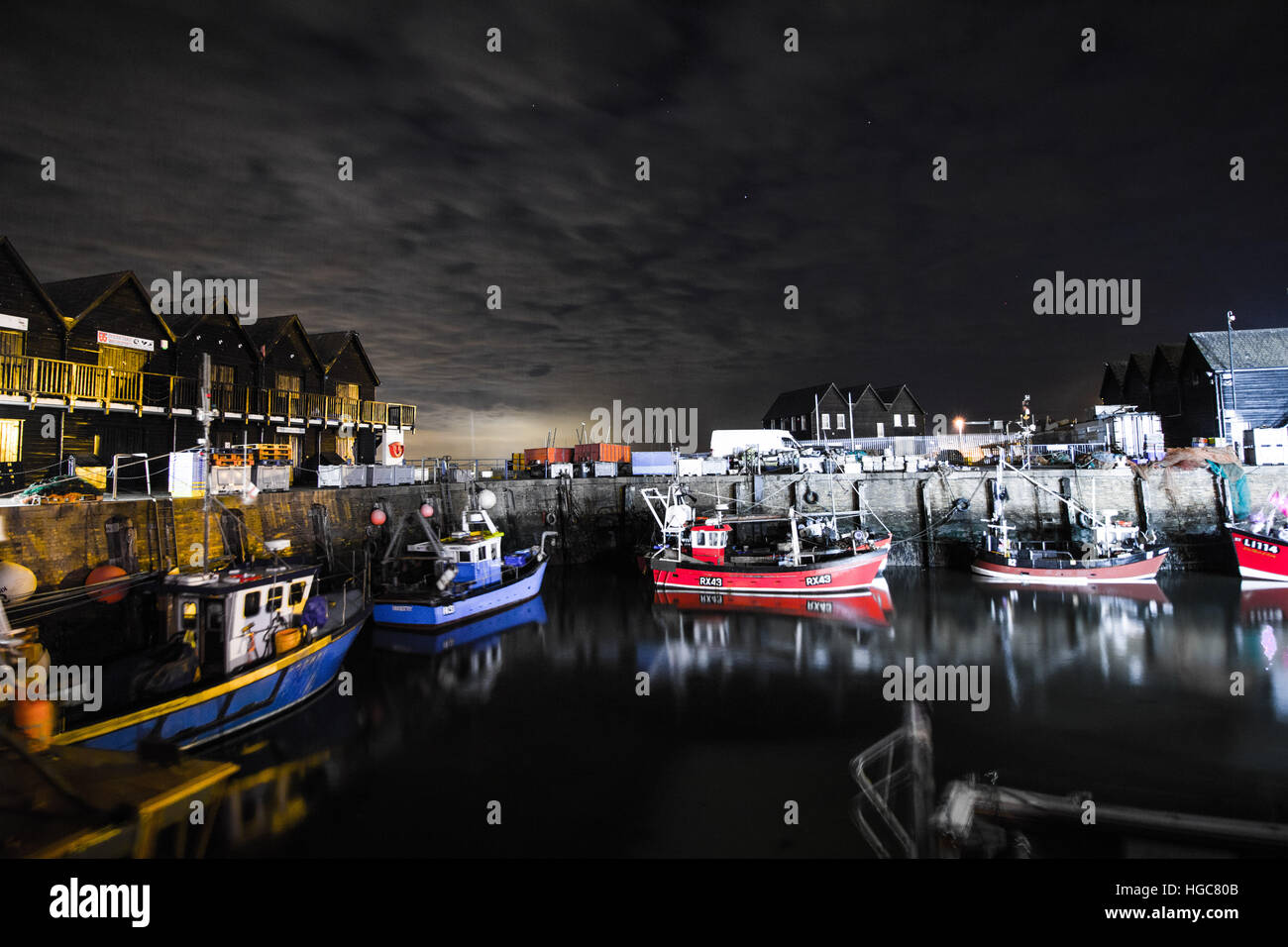 The Harbour at Night Stock Photo - Alamy