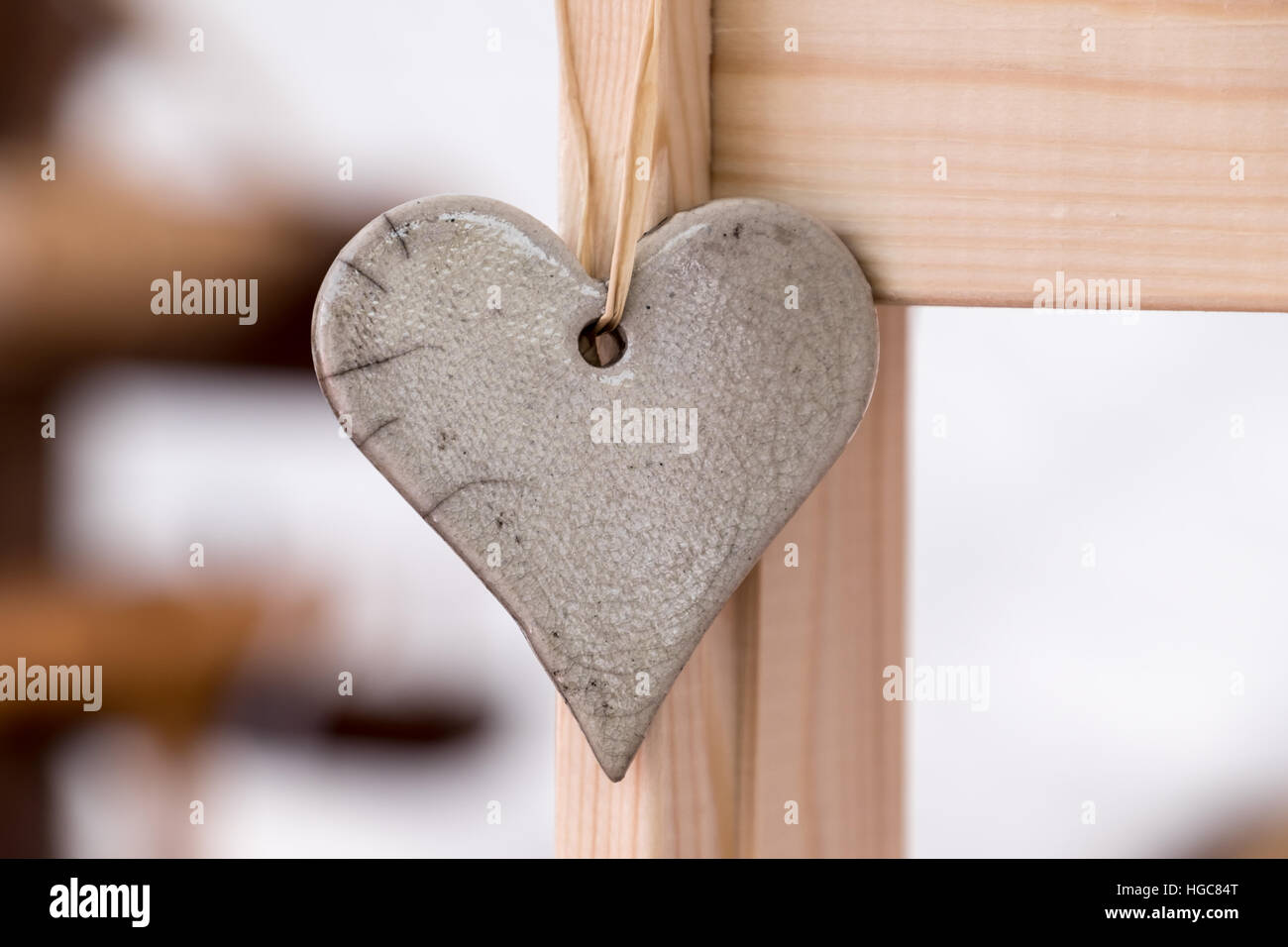 Stone heart shape on Wood. Love symbol Stock Photo - Alamy