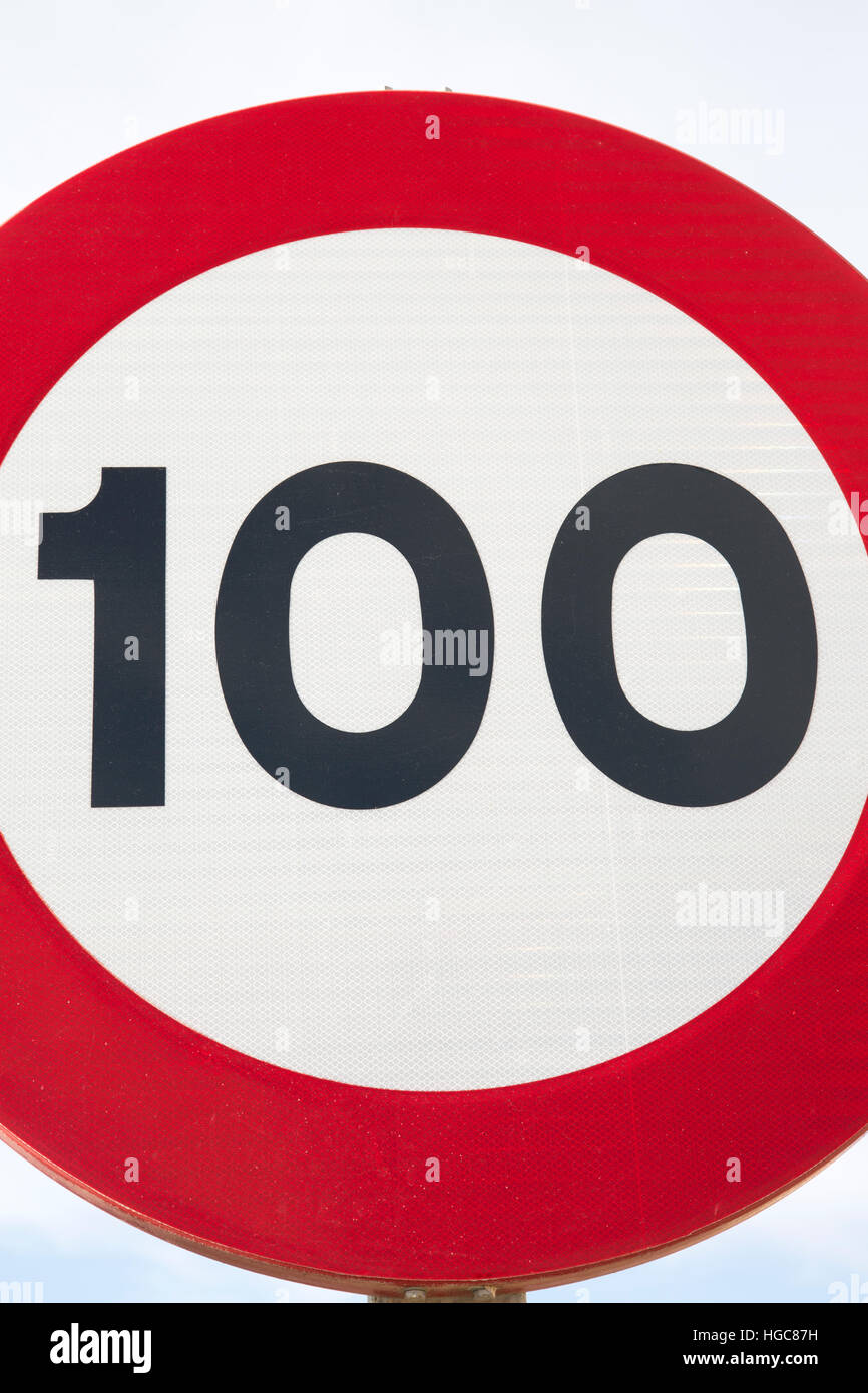 One Hundred Miles Per Hour Sign Stock Photo - Alamy
