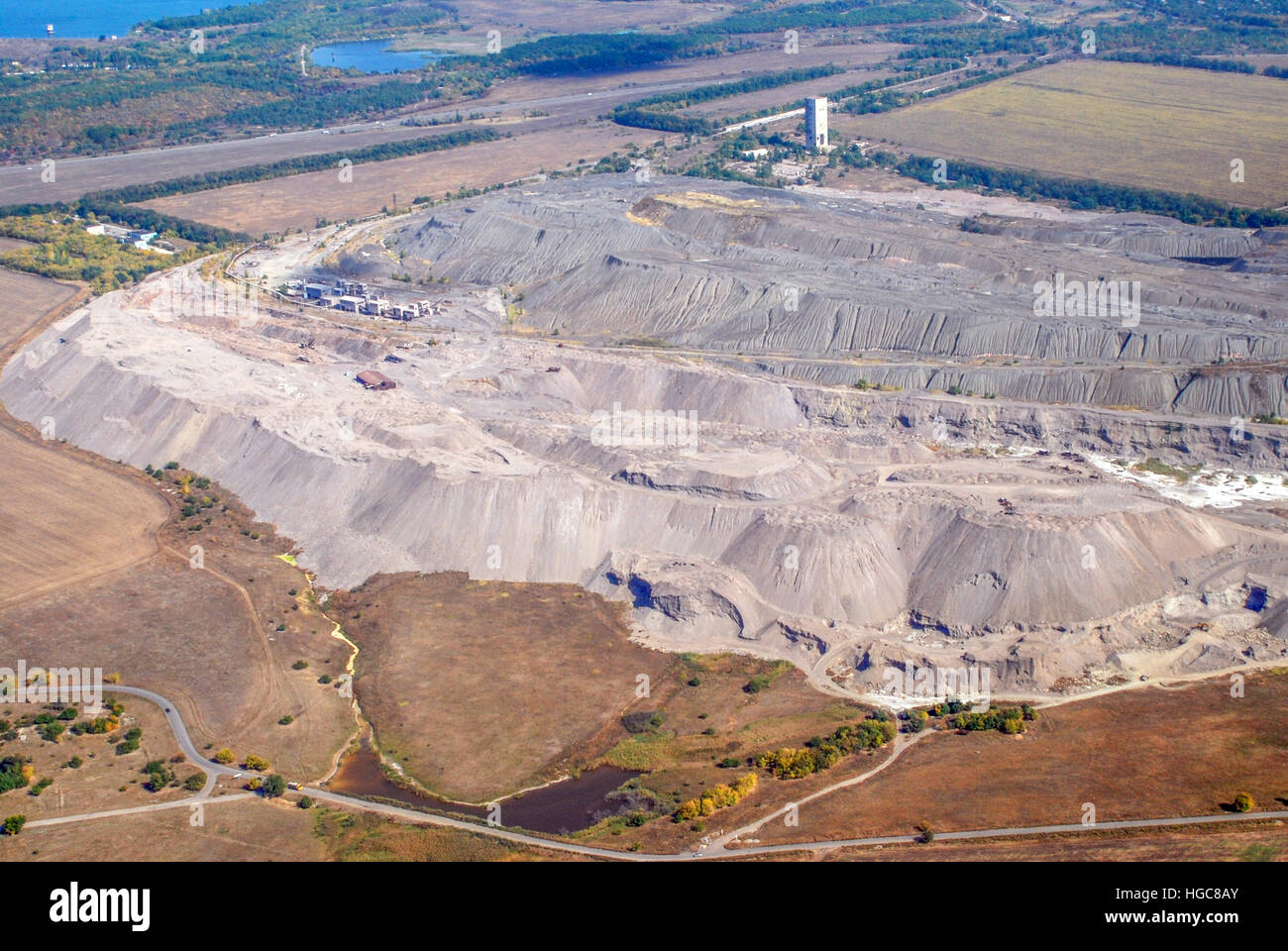 Aerial view of the industrial zone of the city of Donetsk, Ukraine ...