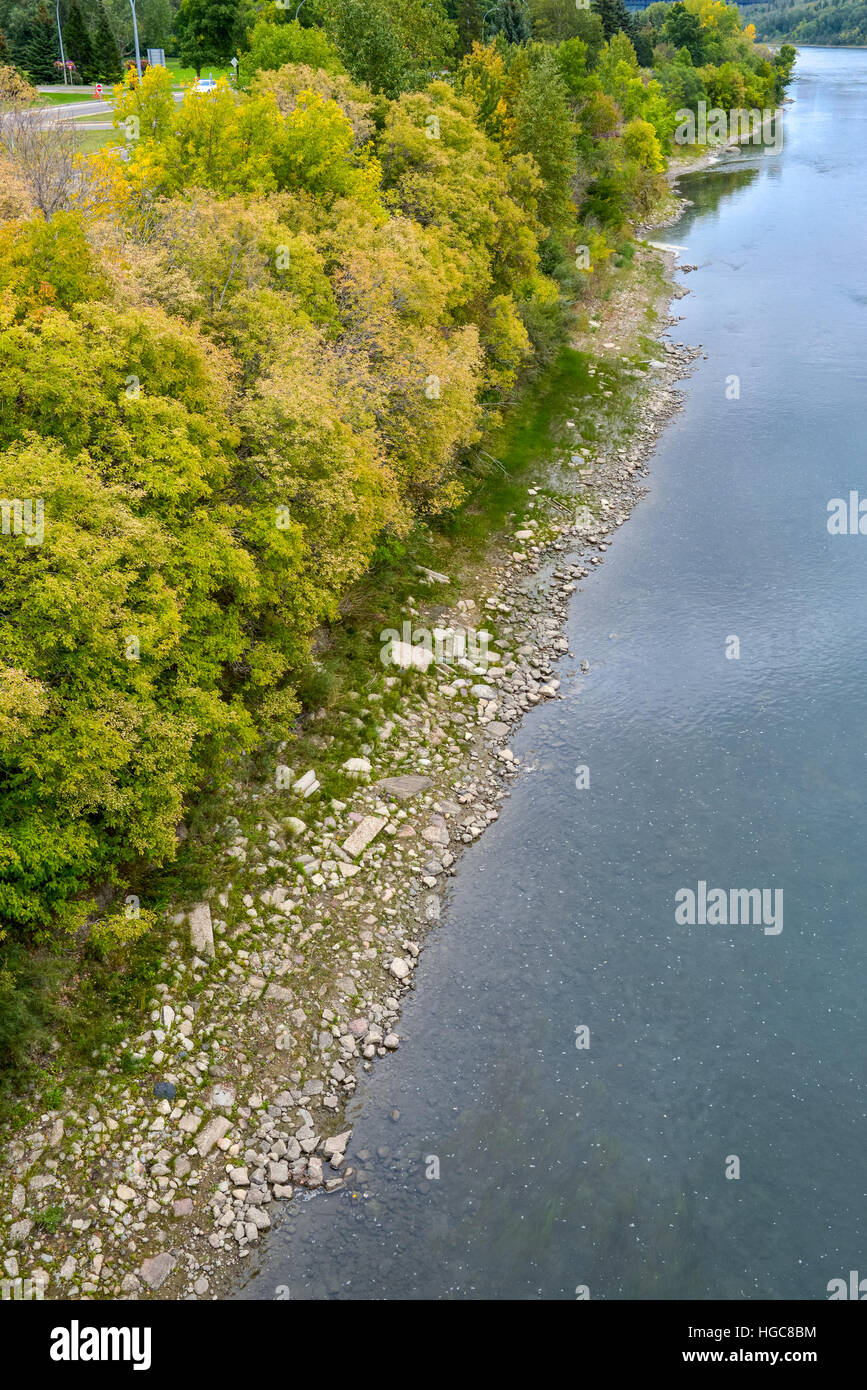 Aerial view of William Hawrelak Park in Edmonton city, Alberta, Canada ...