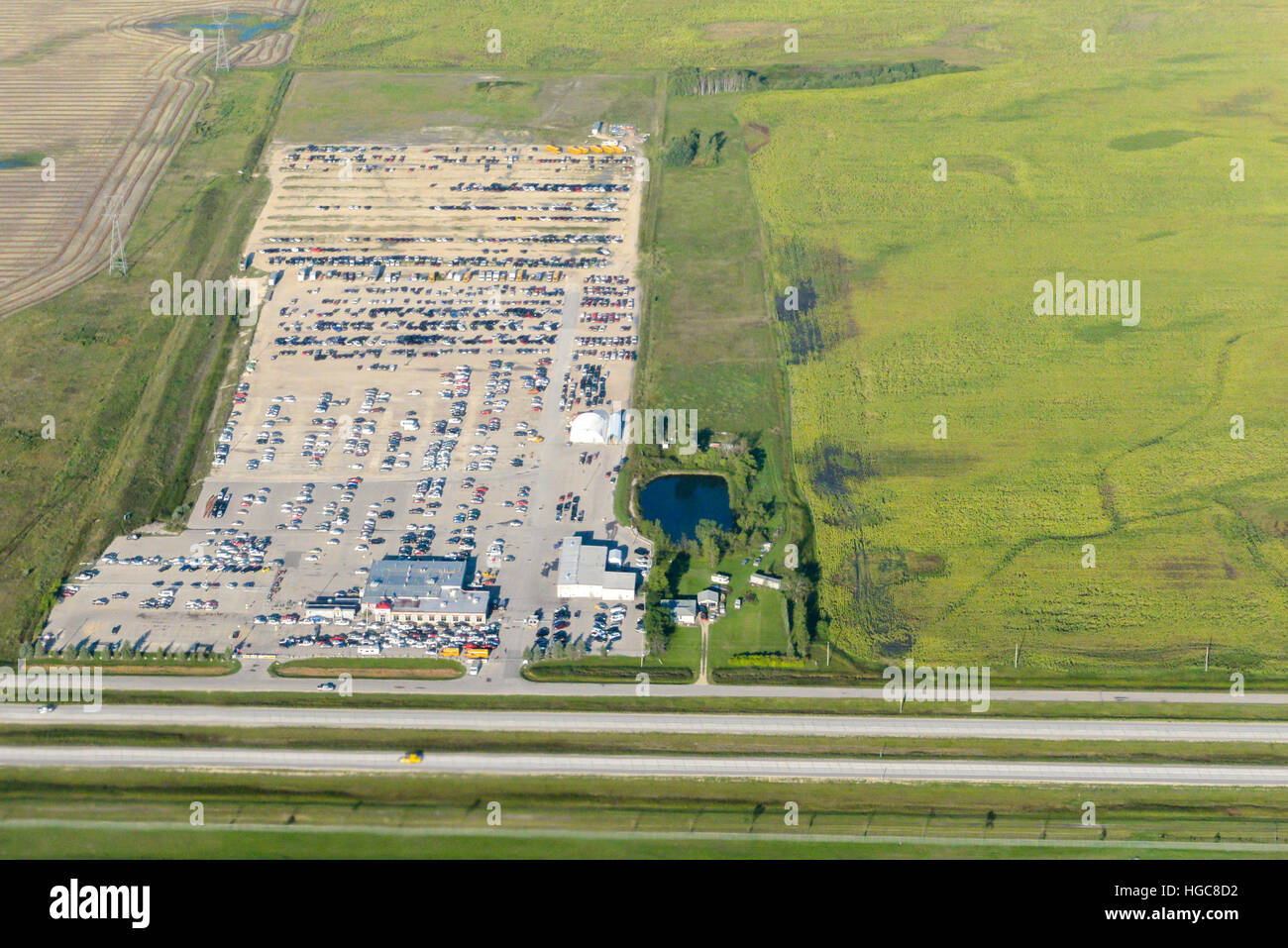 Aerial view at Edmonton city suburb. Edmonton city, Alberta province ...