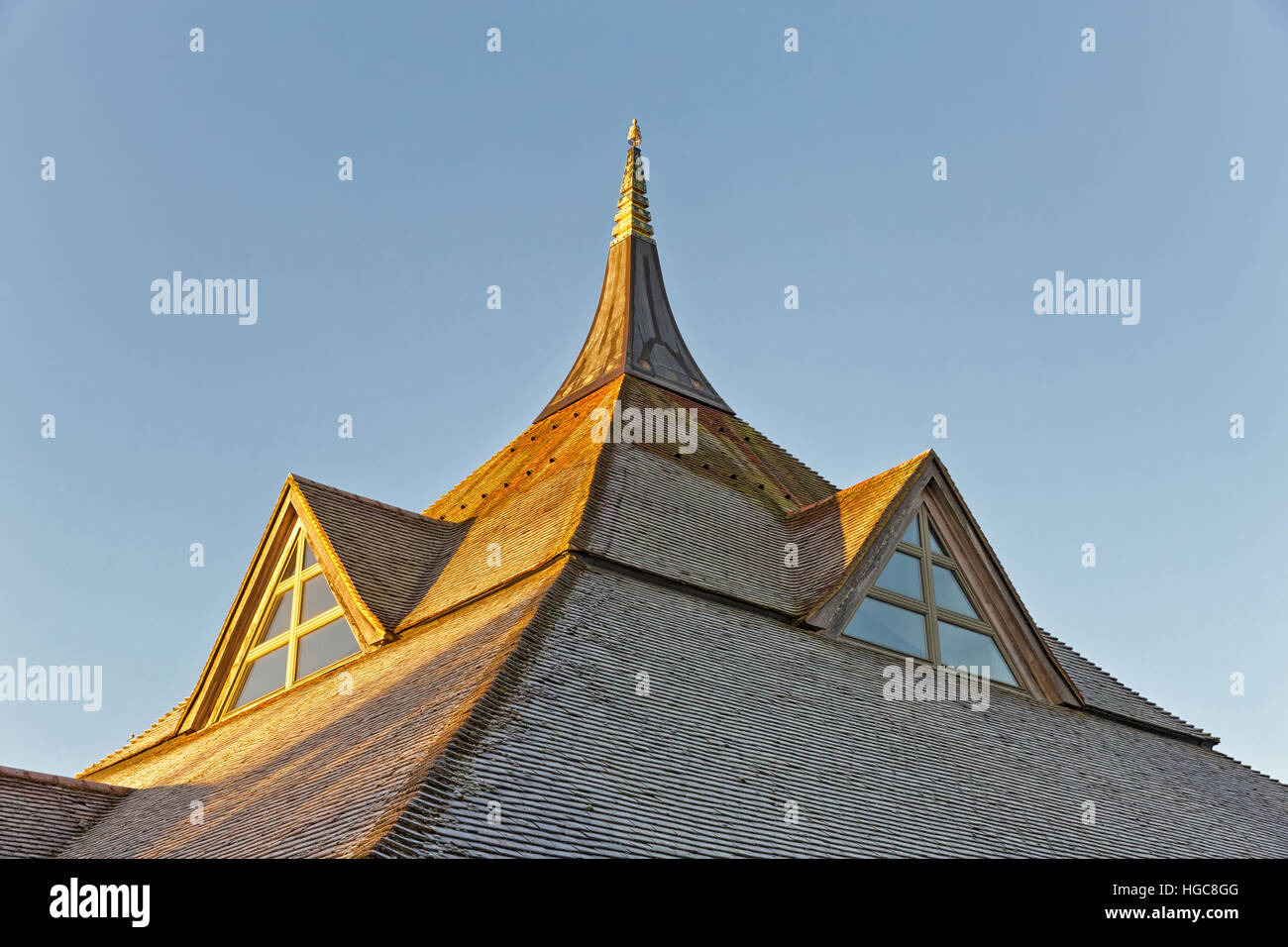 Architectural Detail of the top of a Buddhist Temple, England Stock ...