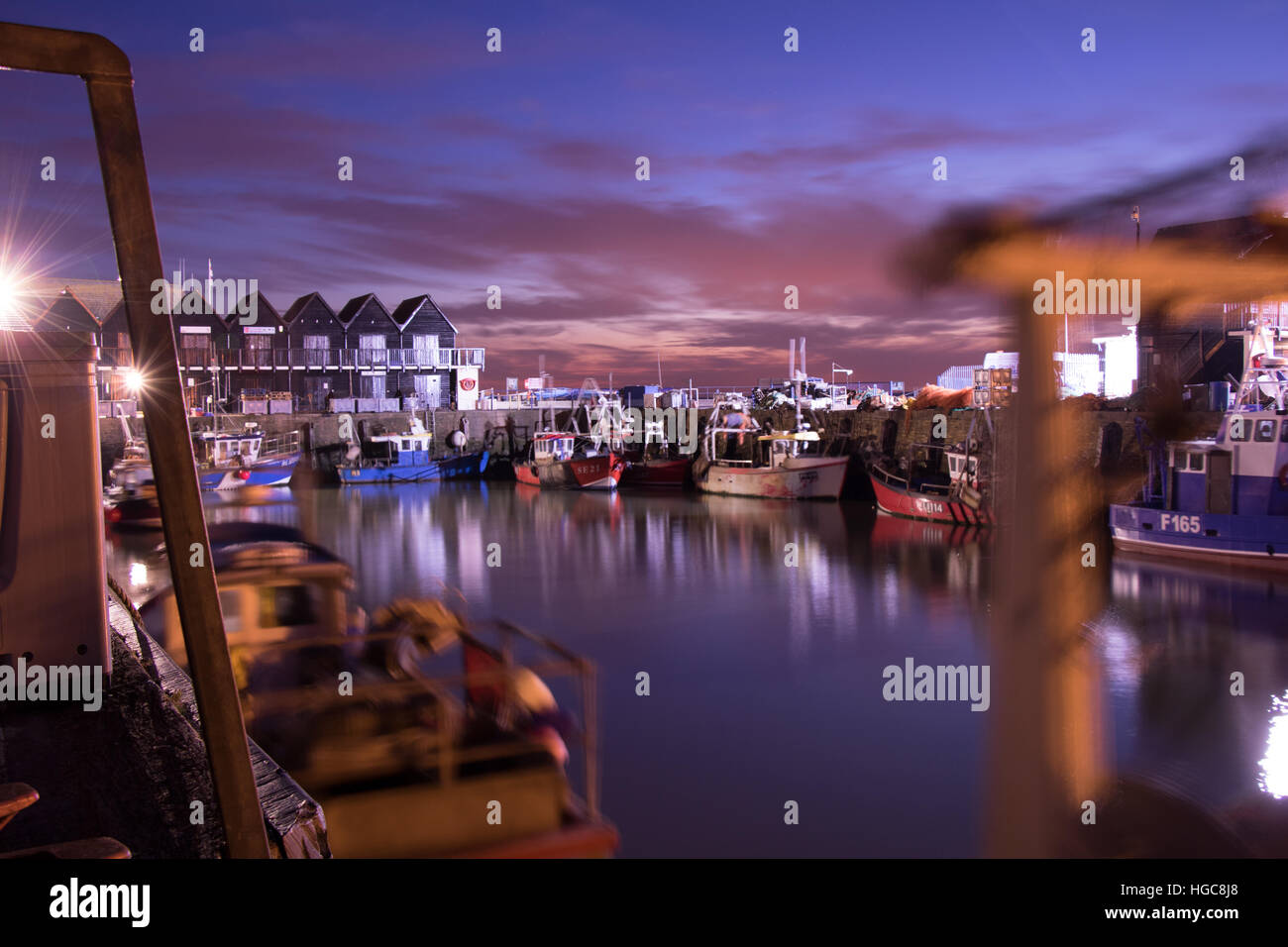 The Harbour at Night Stock Photo - Alamy