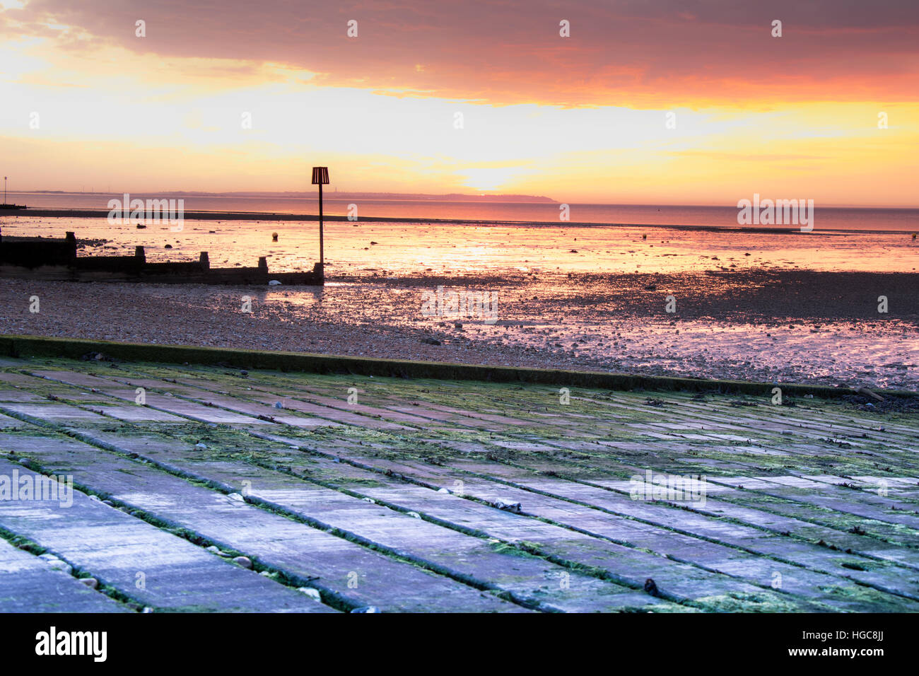 Sunset in Whitstable Stock Photo - Alamy