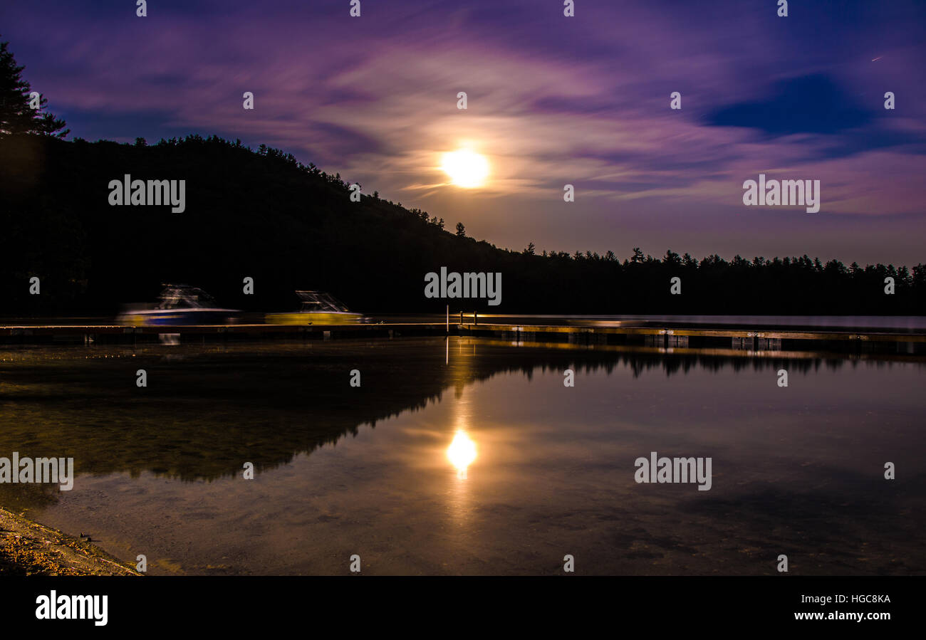 Moonlight Over the Lake Stock Photo - Alamy