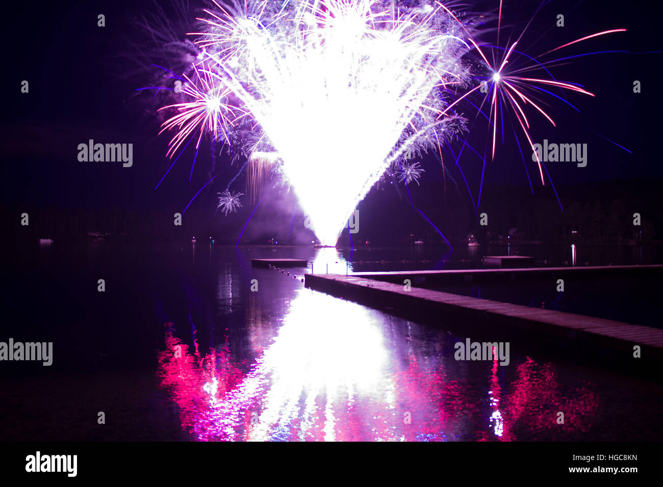 Fireworks over the Lake Stock Photo - Alamy