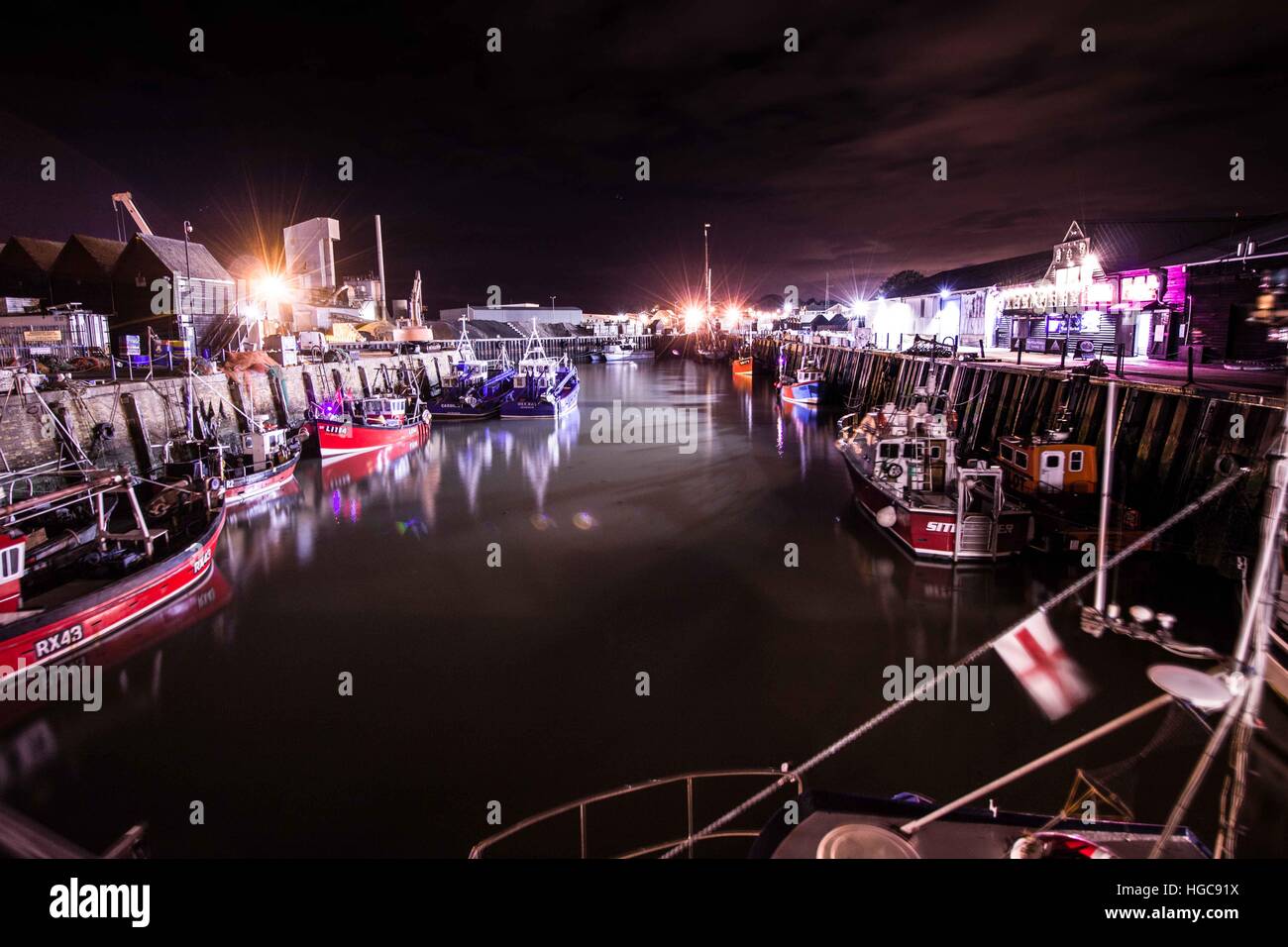 The Harbour at night Stock Photo - Alamy