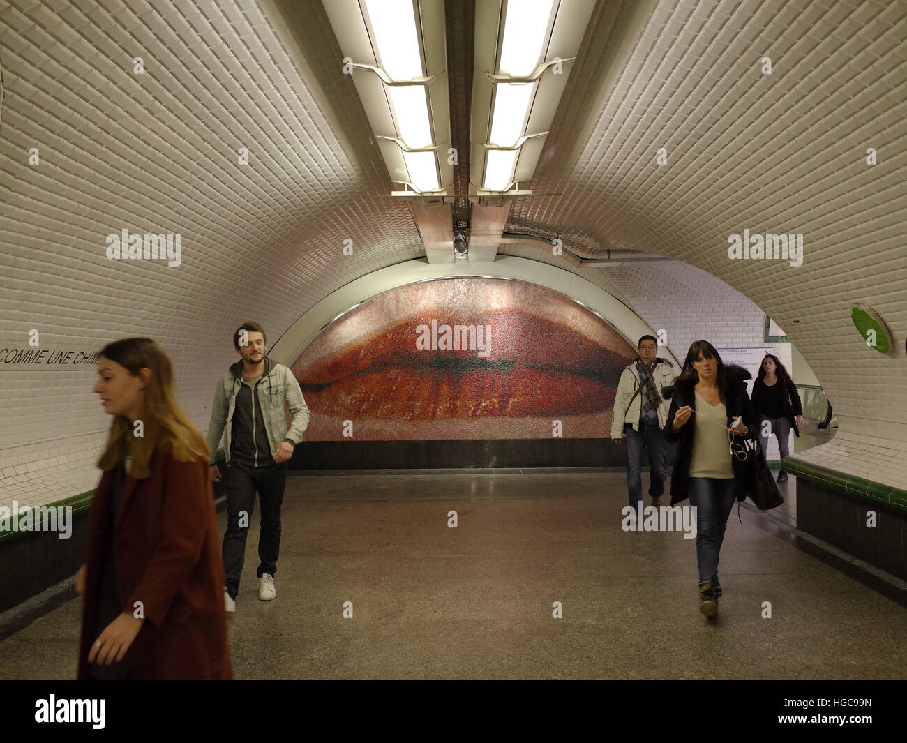 Lips artwork in the metro of Paris, France Stock Photo - Alamy