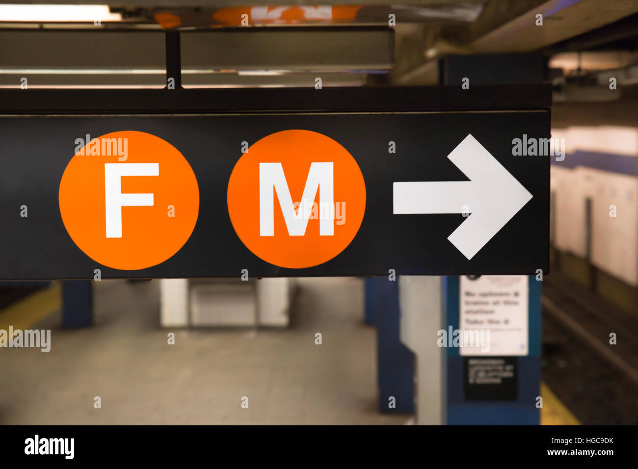 Sign inside New York City subway station Stock Photo - Alamy