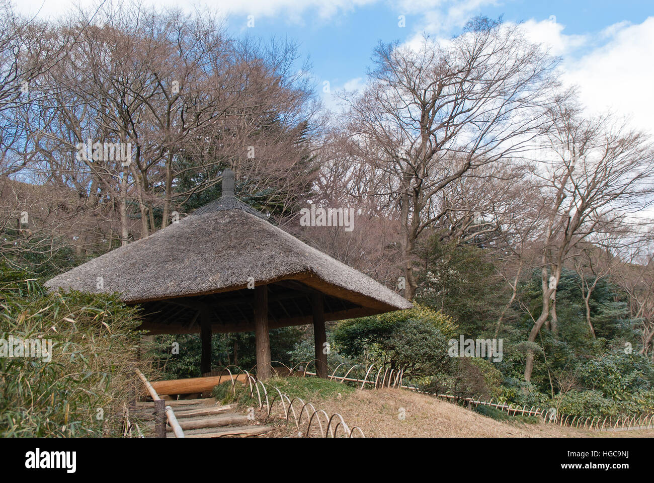 A gazebo at the Inner Garden of the Meiji Shrine in Tokyo, Japan Stock ...