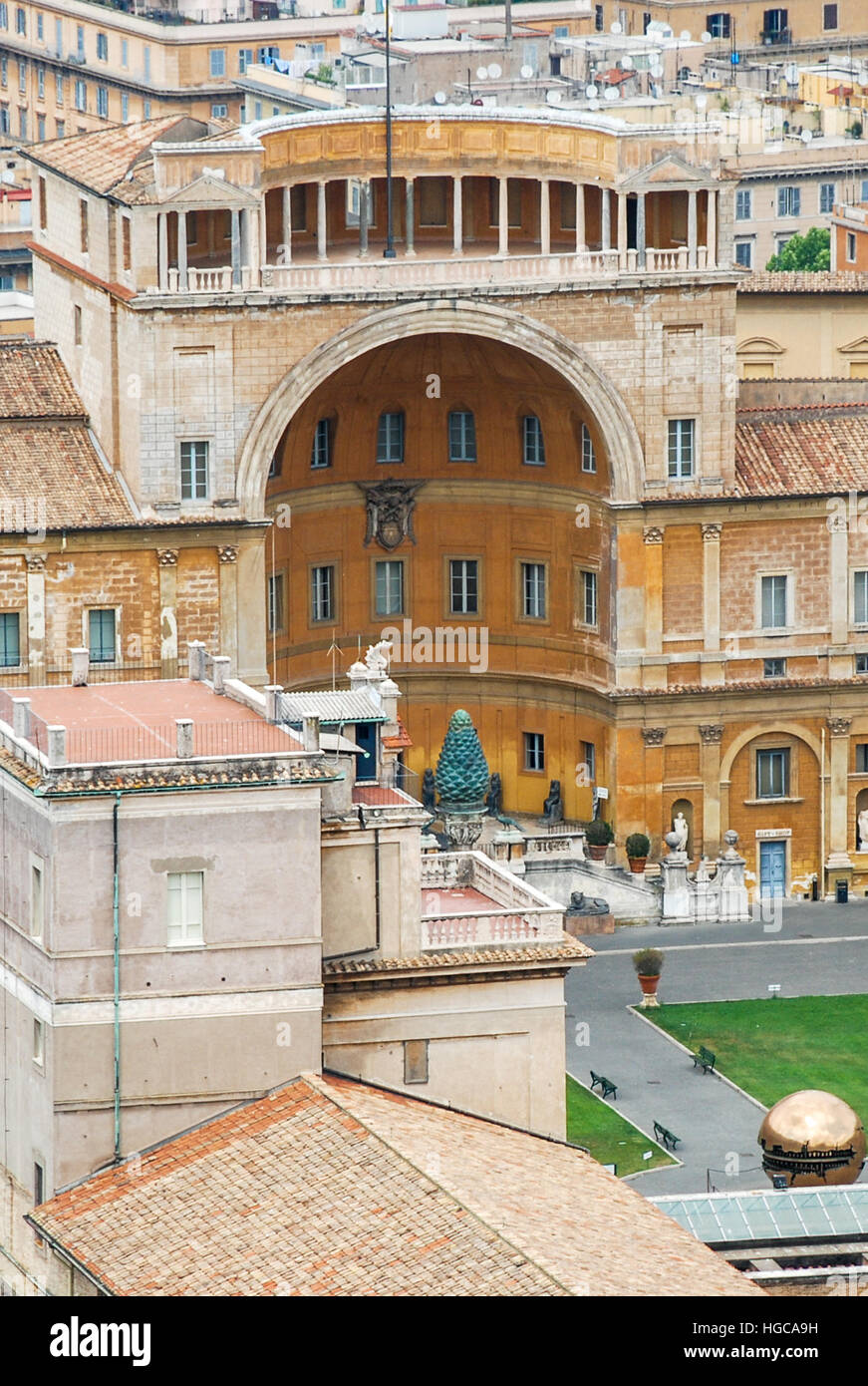 Aerial view of the buildings and garden in Vatican from the roof of The ...