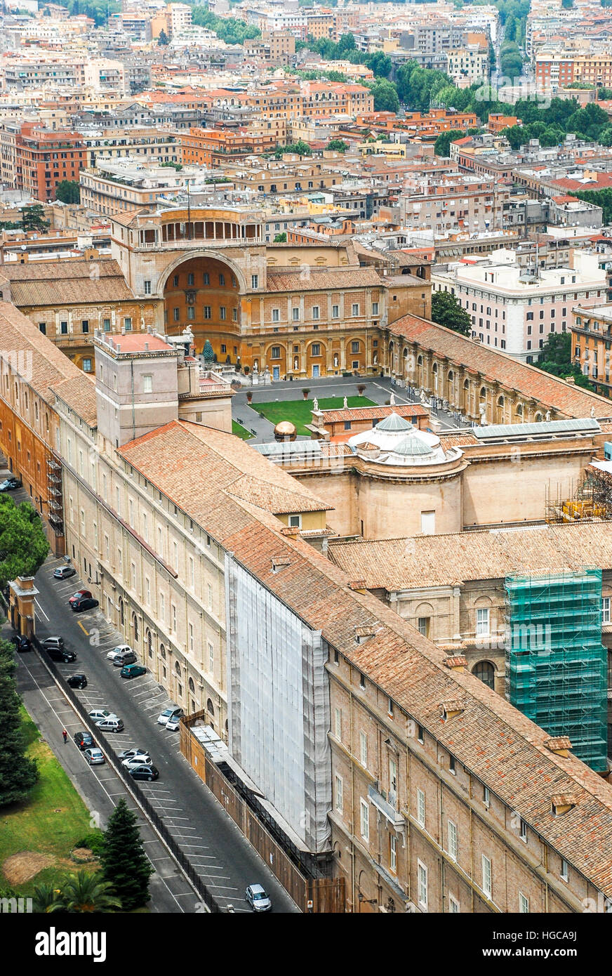 Aerial view of the buildings and garden in Vatican from the roof of The ...