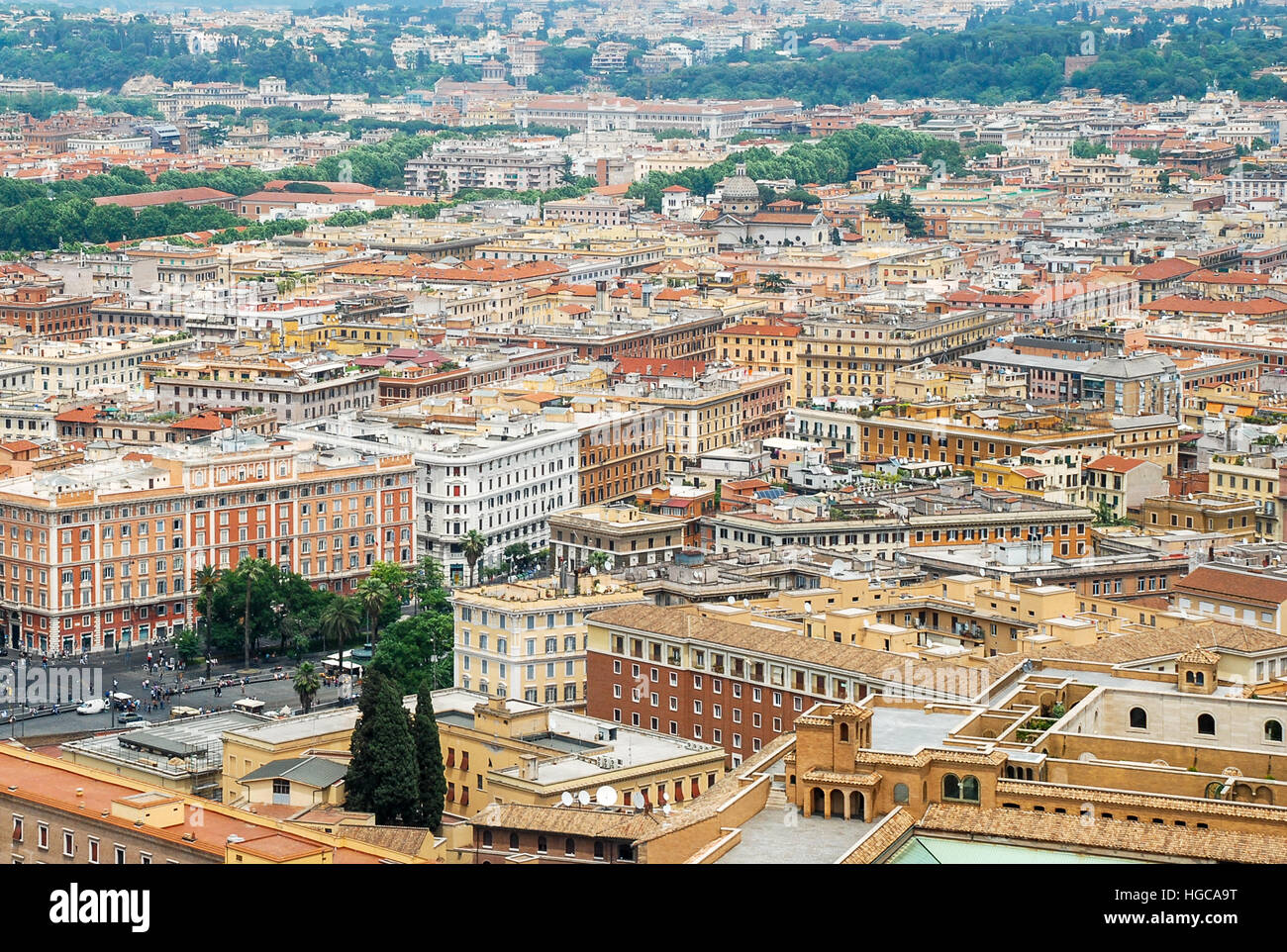 Aerial view of the buildings and streets from the roof point of The ...