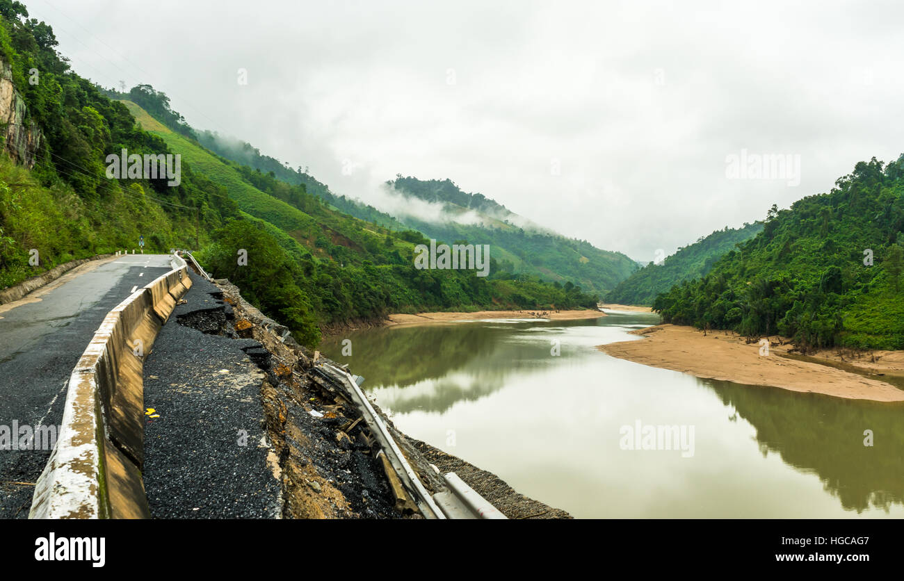 Broken road barrier at curve hi-res stock photography and images - Alamy