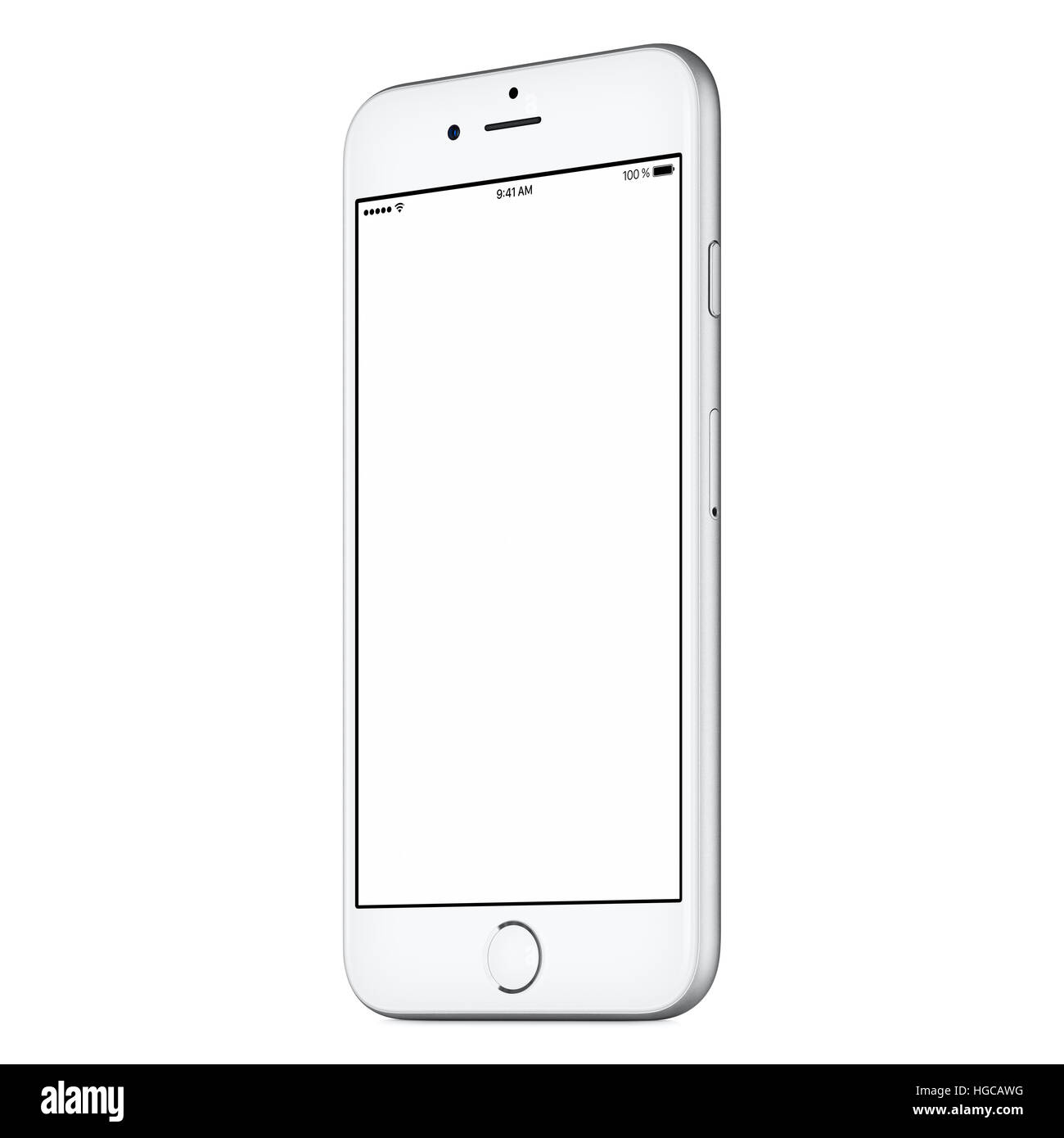 White mobile smart phone mockup slightly rotated both sides with blank ...