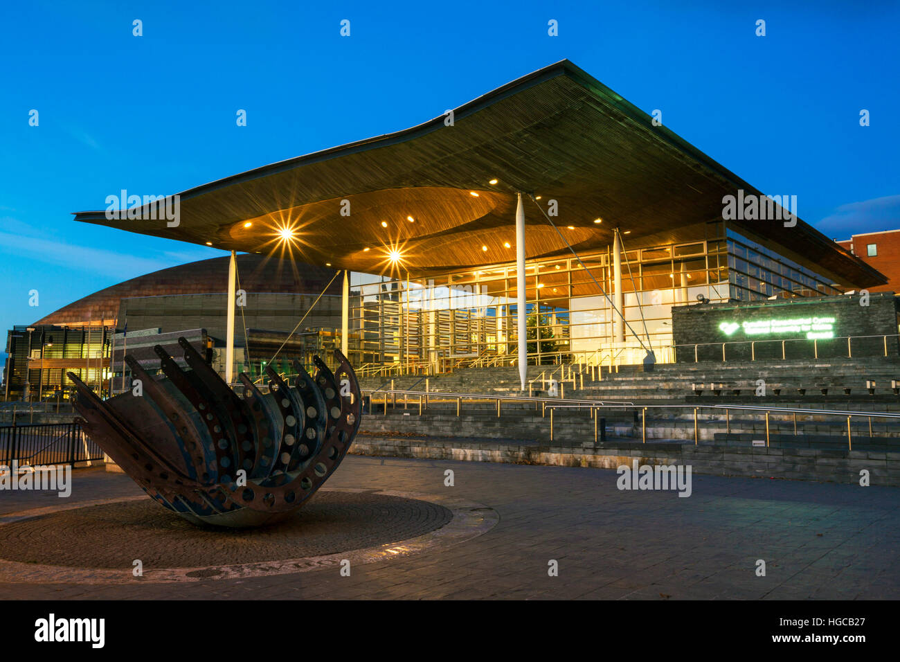 National Assembly for Wales, Night, The Senedd, Cardiff Bay, Cardiff ...
