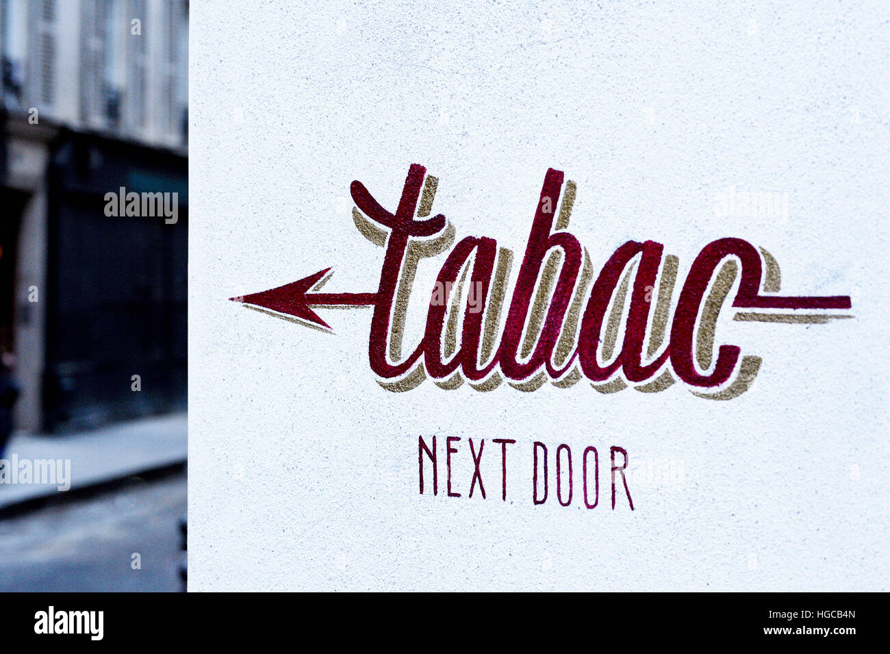 Sign on a tobacco store wall, Montmartre, Paris, France Stock Photo - Alamy