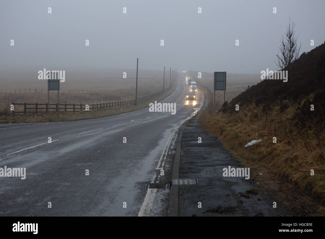 Difficult driving conditions, West Pennine Moors Stock Photo - Alamy
