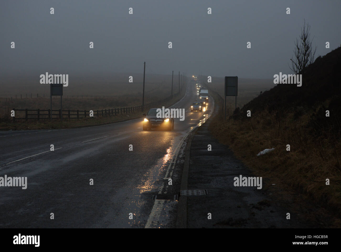 Difficult driving conditions, West Pennine Moors Stock Photo - Alamy