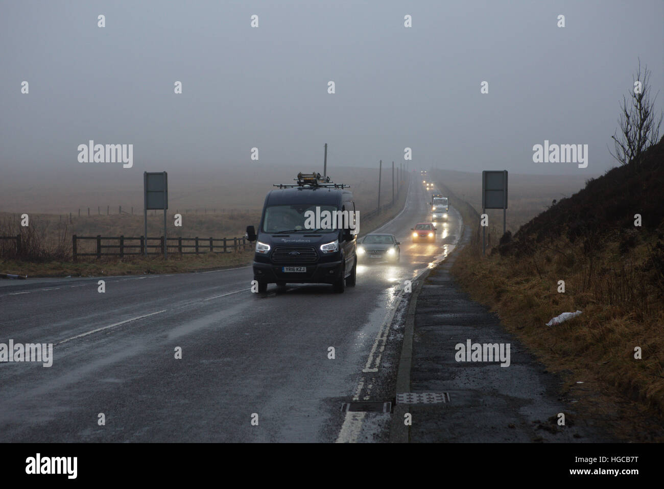 Difficult driving conditions, West Pennine Moors Stock Photo - Alamy
