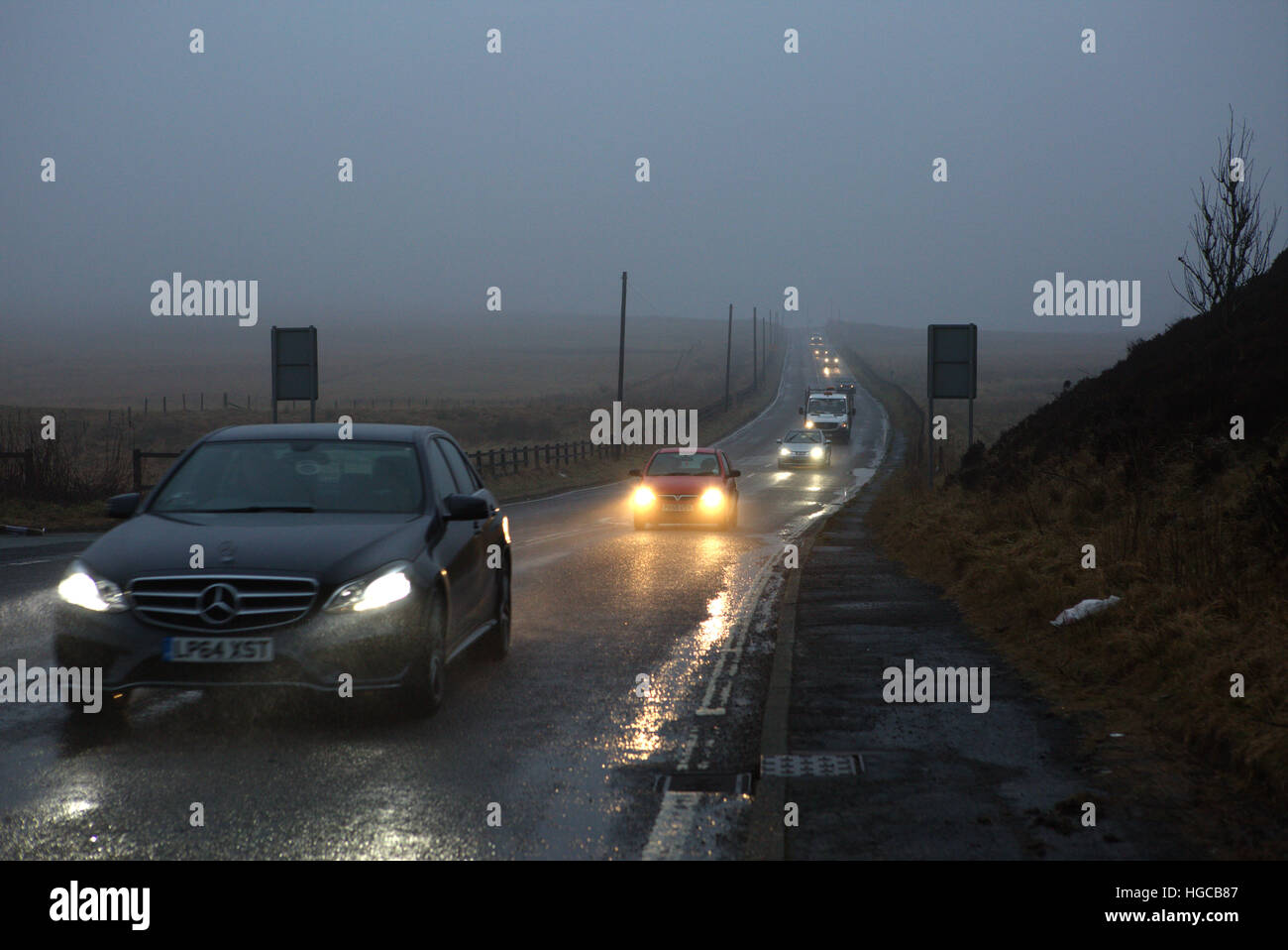 Difficult driving conditions, West Pennine Moors Stock Photo - Alamy