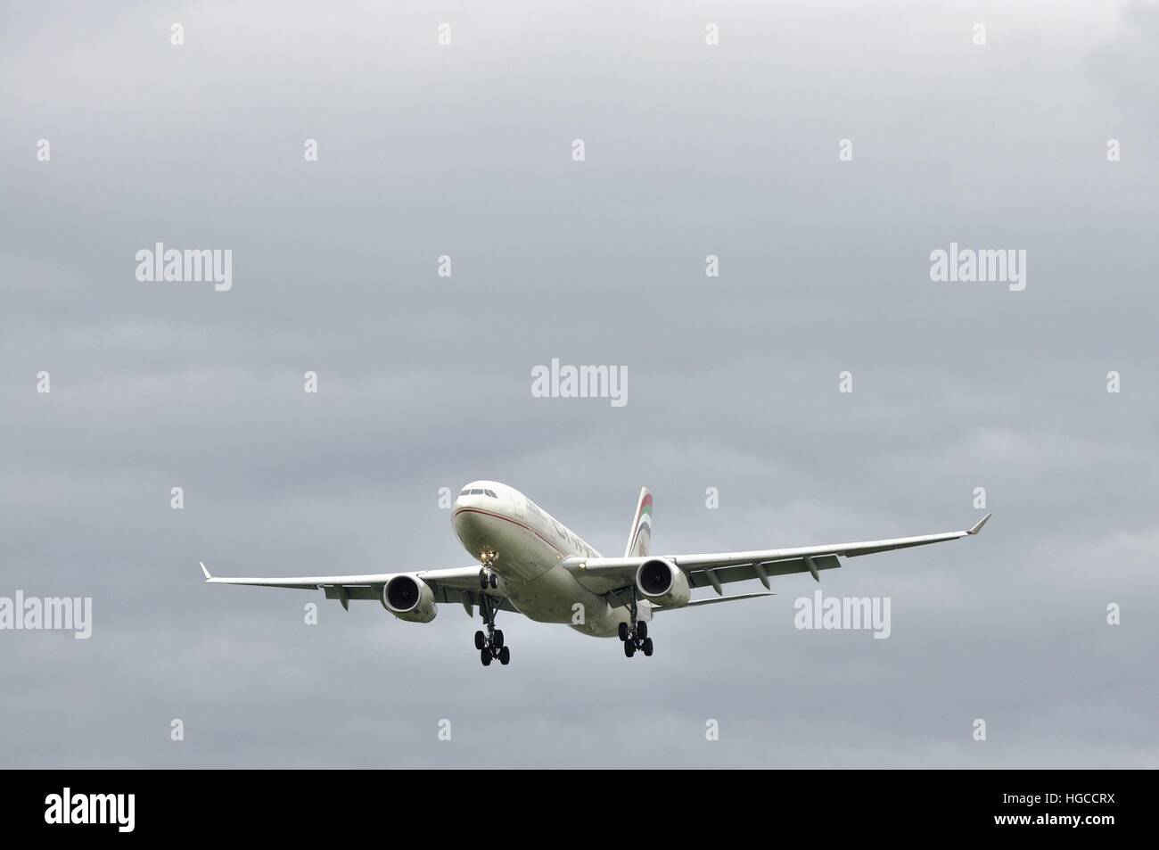 Etihad twin engine jet landing configuration Stock Photo - Alamy