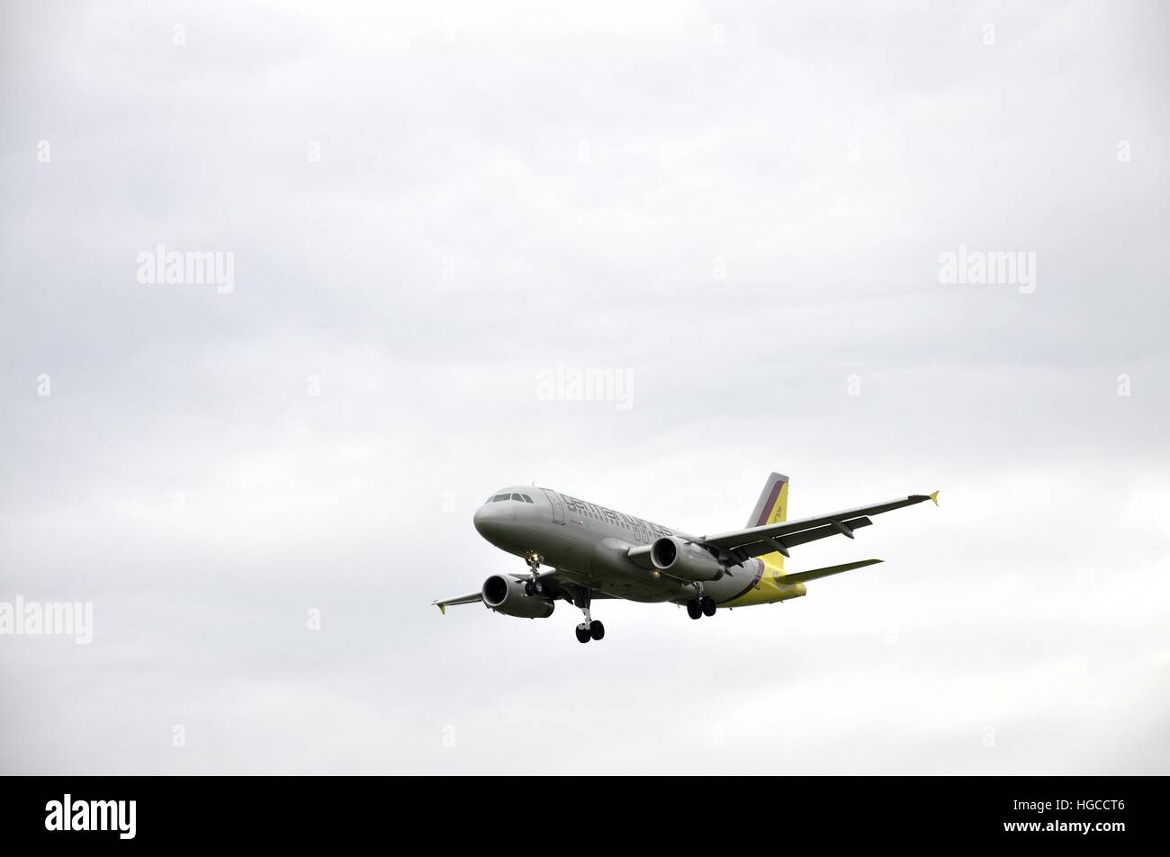 German wings twin jet landing at airport Stock Photo - Alamy